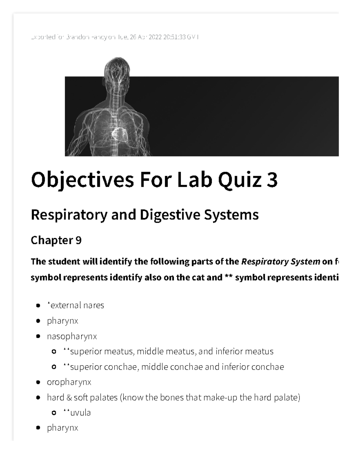 Objectives For Lab Quiz 3 Top Hat - Exported for Brandon Fancy on Tue ...