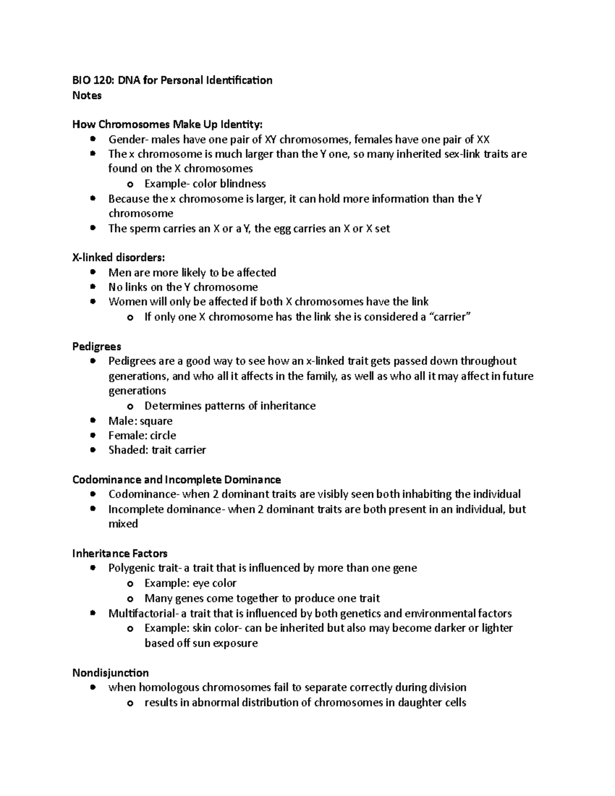BIO 120- DNA for personal identification - BIO 120: DNA for Personal ...