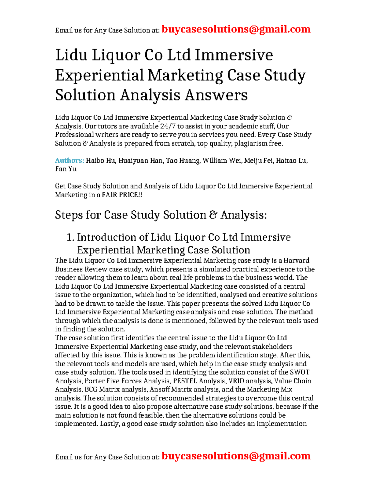 Case Solution Lidu Liquor Co Ltd Immersive Experiential Marketing ...