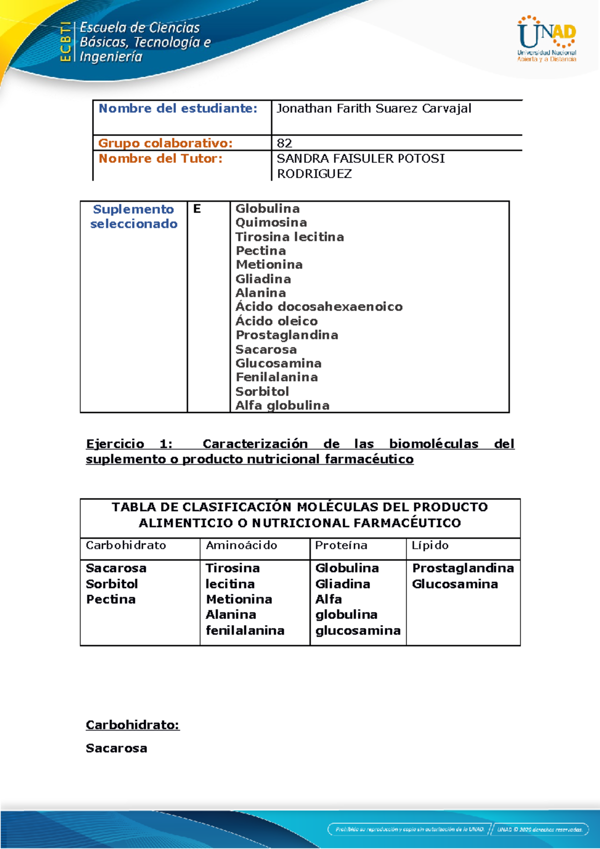 Bioquímica 82 Biomoléculas Jonathan Suarez - Suplemento seleccionado E ...