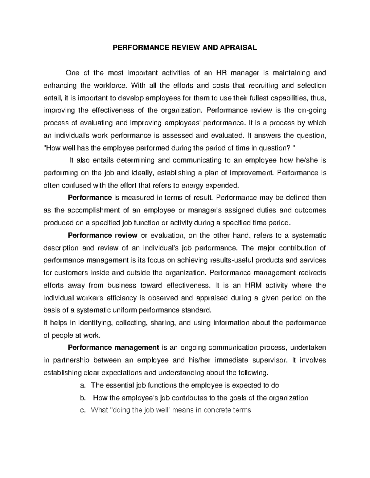 Chapter 8 Performance Review and Appraisal - PERFORMANCE REVIEW AND ...