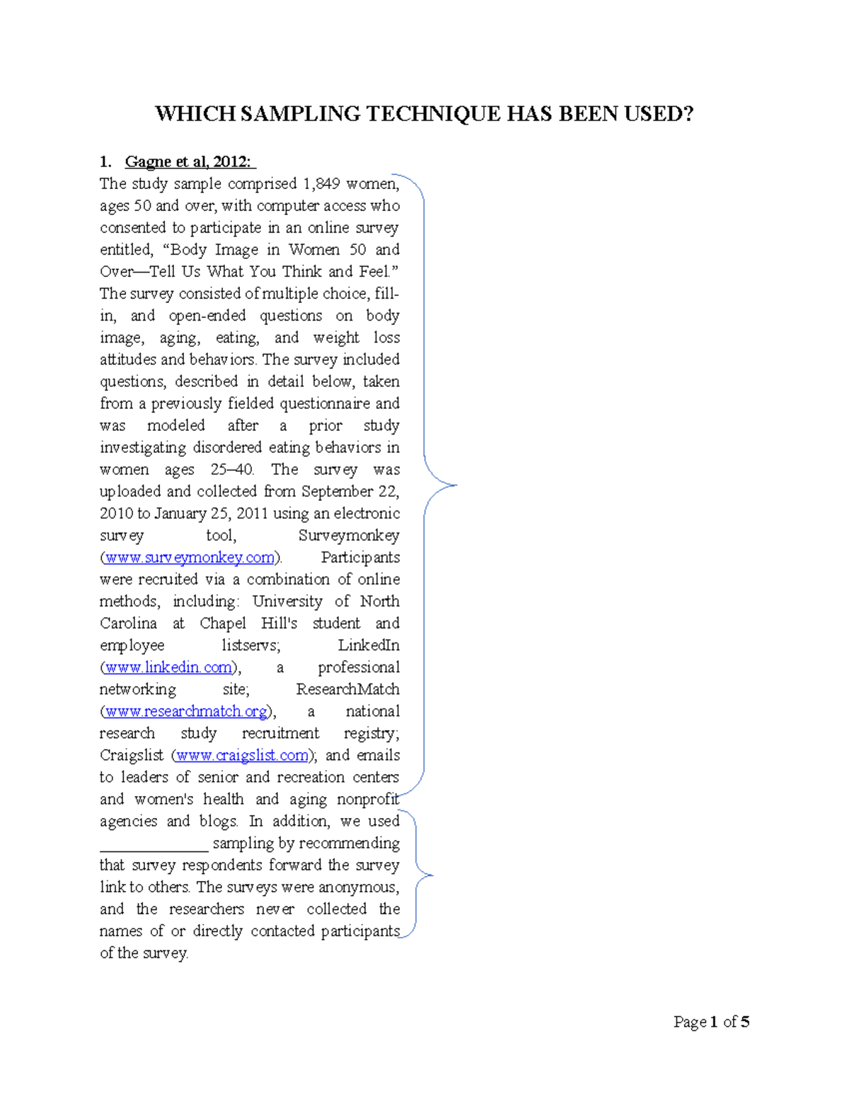 Activity (Sampling techniques and z-scores) - WHICH SAMPLING TECHNIQUE ...