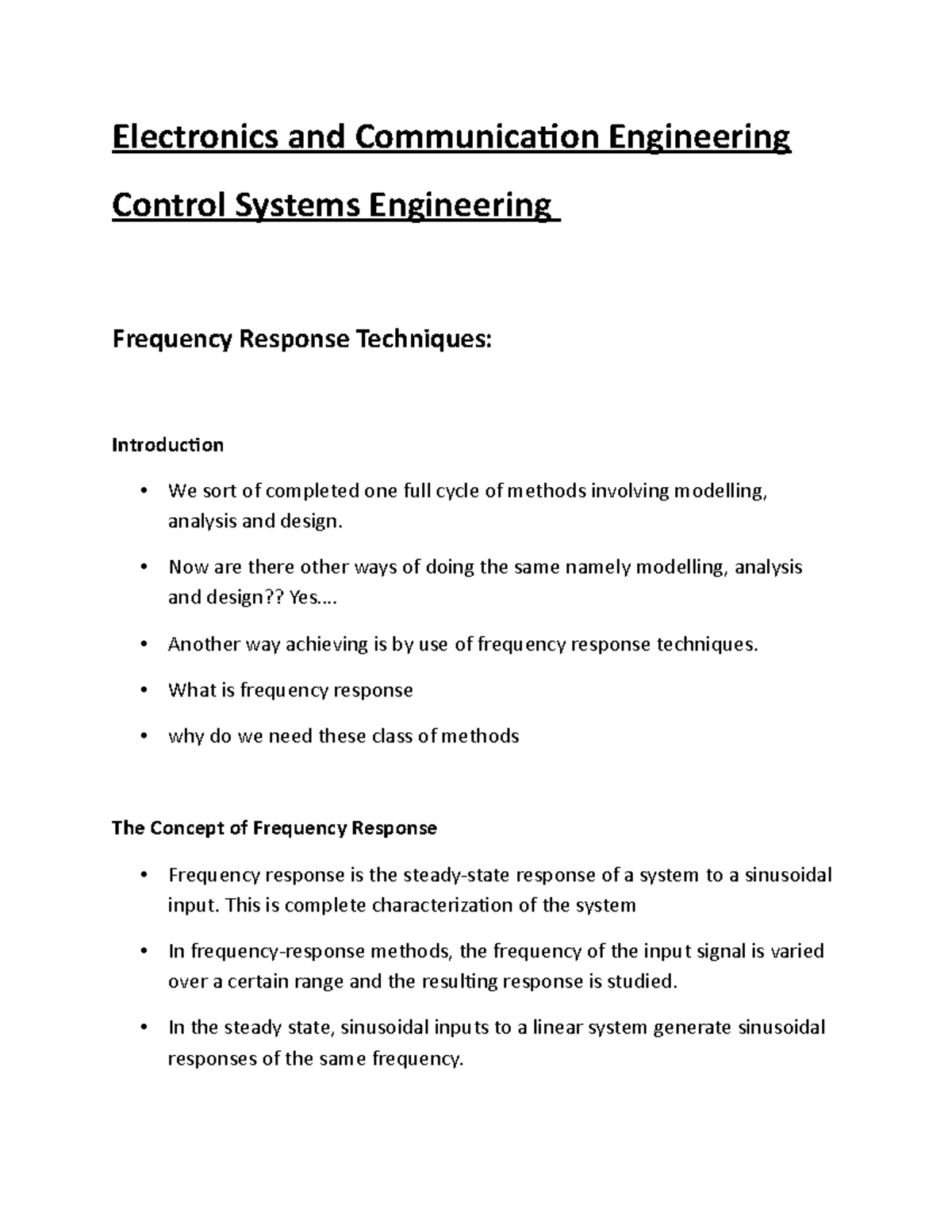 Frequency response techniques and Bode plot - Electronics and Communication Engineering Control ...