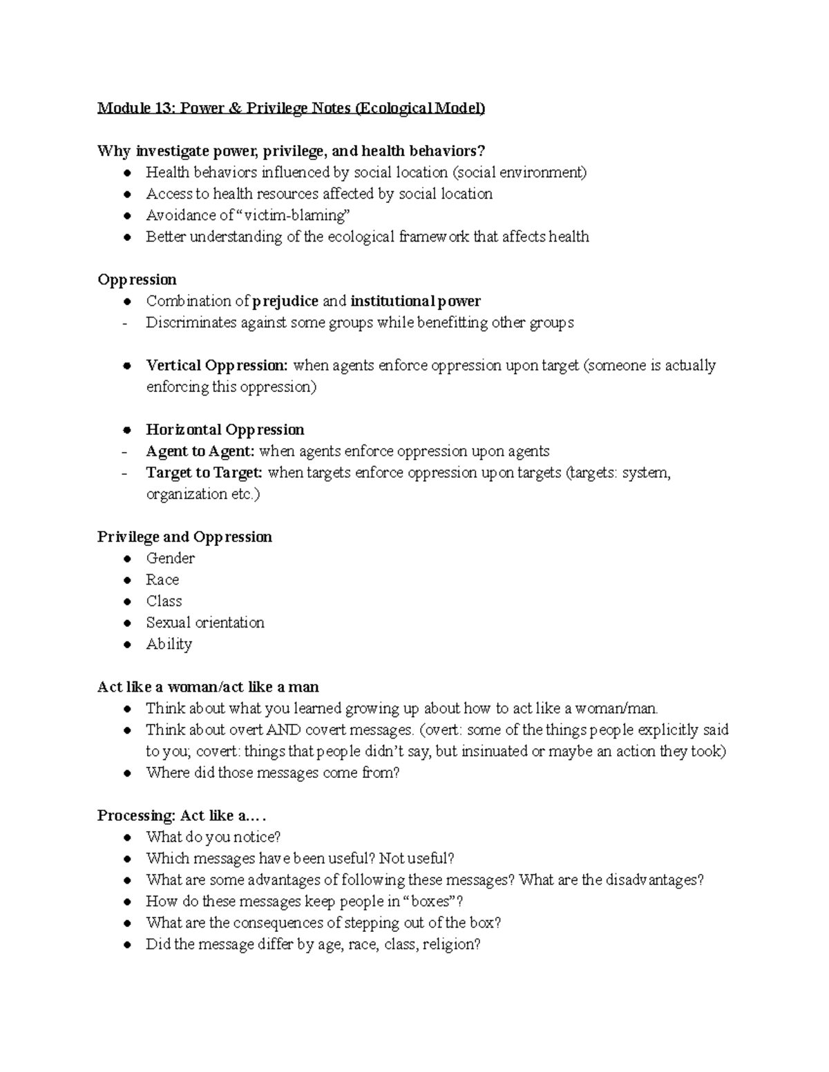 M13 Power and Privilege Lecture Notes - Module 13: Power & Privilege ...