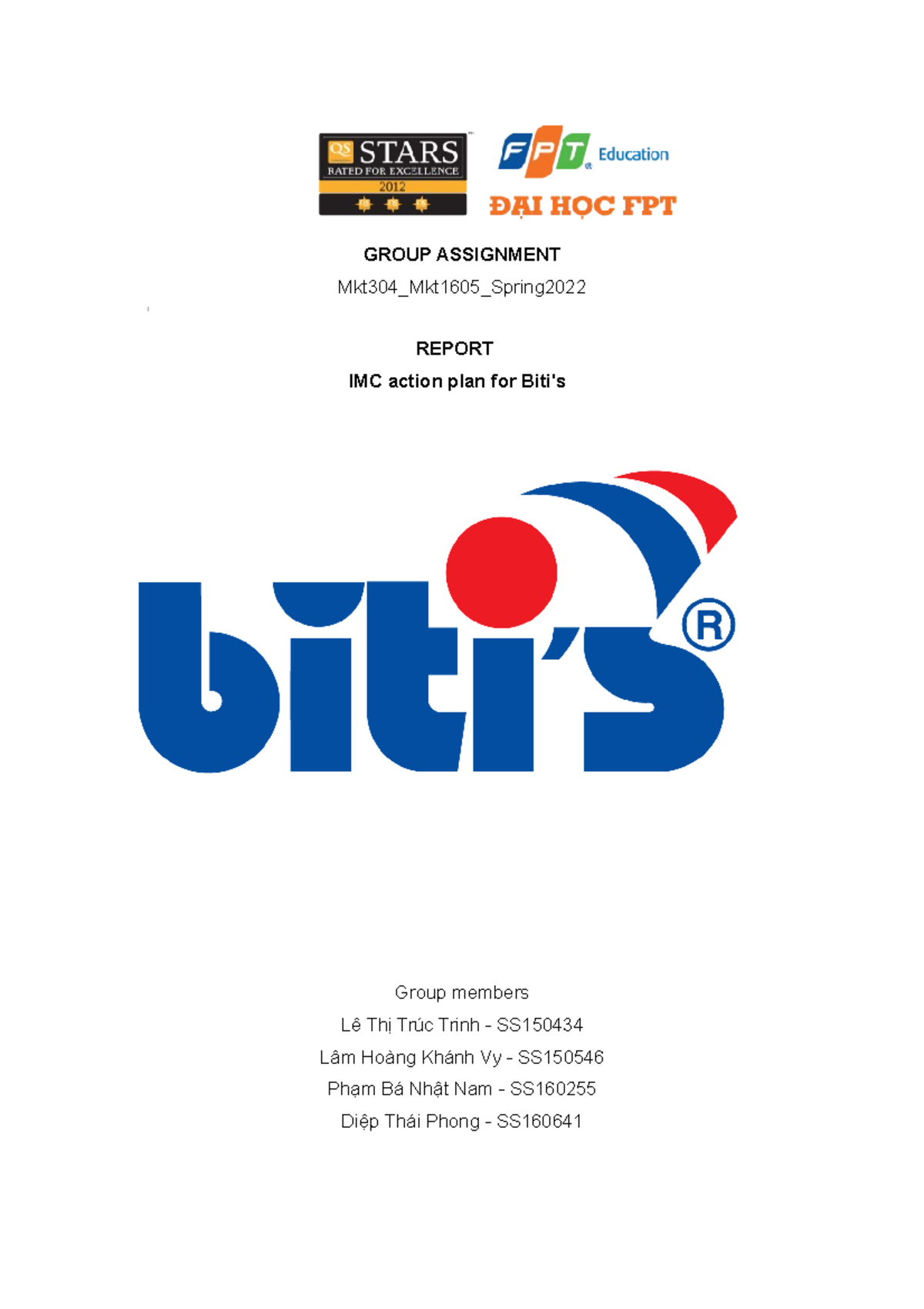 Tài liệu không có tiêu đề - GROUP ASSIGNMENT Mkt304_Mkt1605_Spring REPORT IMC action plan for ...