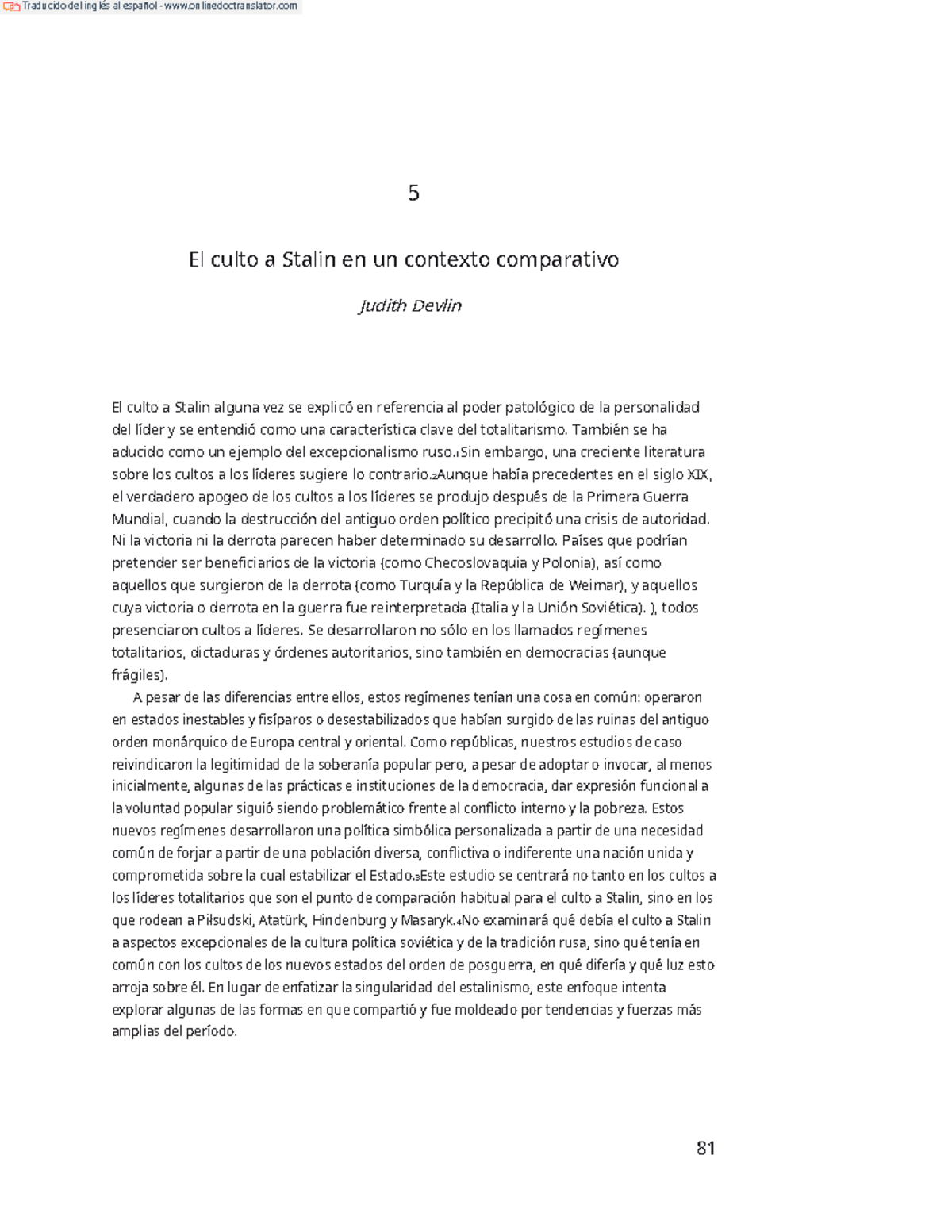 Devlin Cap 5 - 5 El culto a Stalin en un contexto comparativo Judith ...