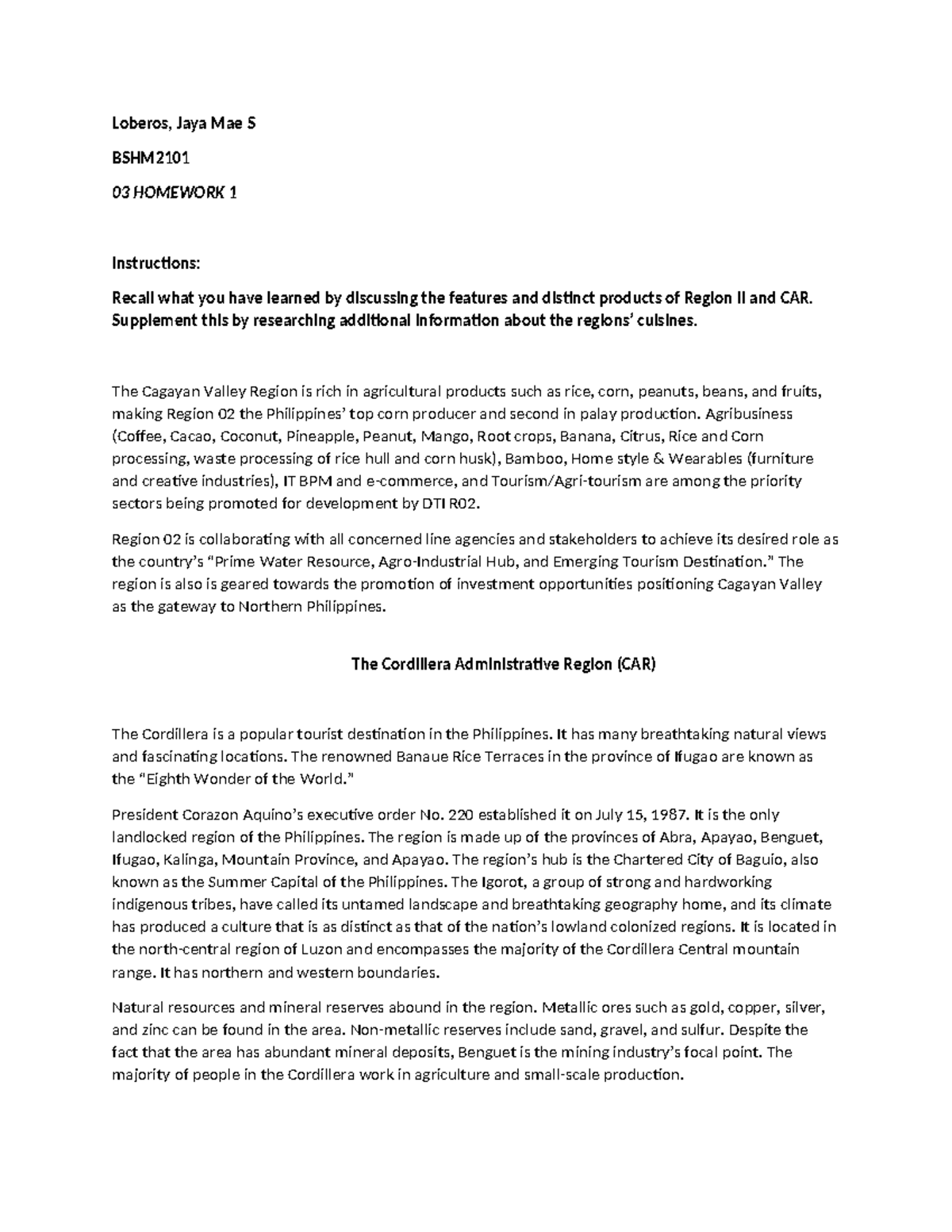 Loberos 03 Homework 1 phi. cuisine - Loberos, Jaya Mae S BSHM 03 ...