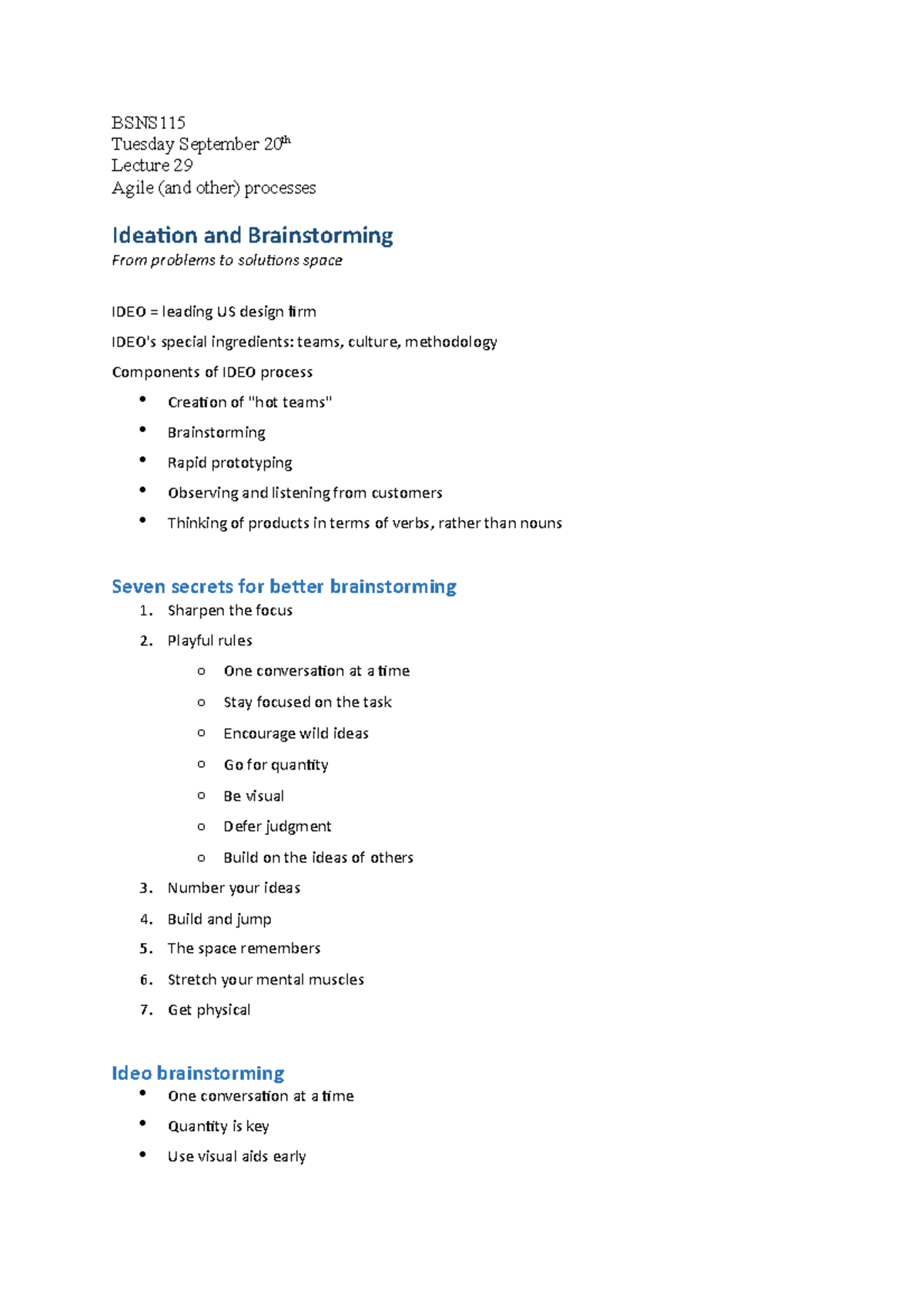 BSNS115 - Lecture 29 Notes - BSNS Tuesday September 20th Lecture 29 ...