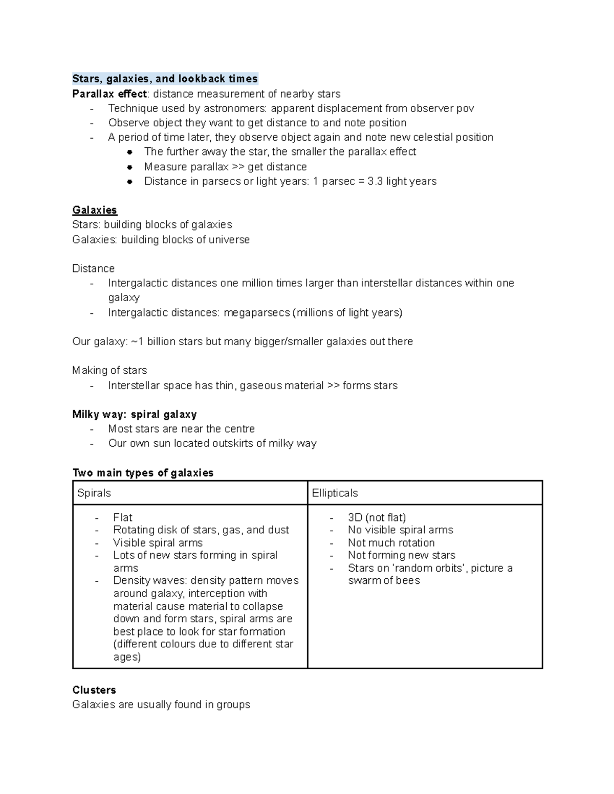 W2 Astron 2B03 - Stars, galaxies, and lookback times Parallax effect ...