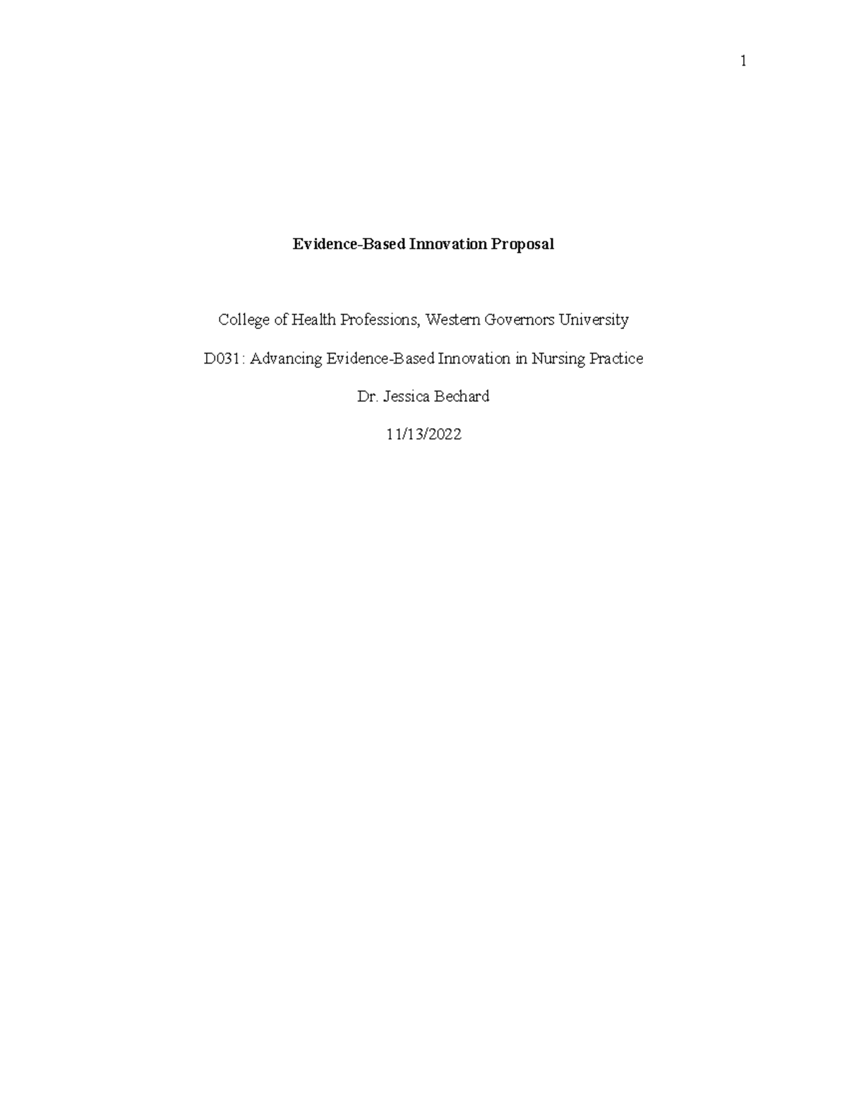 D031 Evidence-Based Innovation Plan 1-Final - Evidence-Based Innovation ...