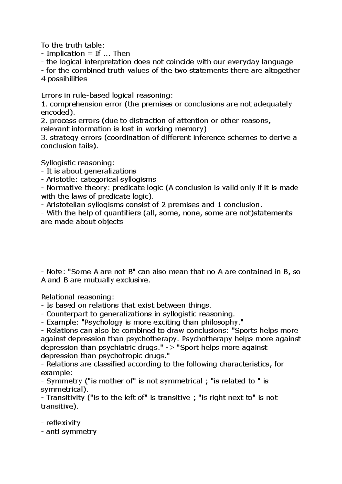 To the truth table - Psycho Notes - To the truth table: Implication ...