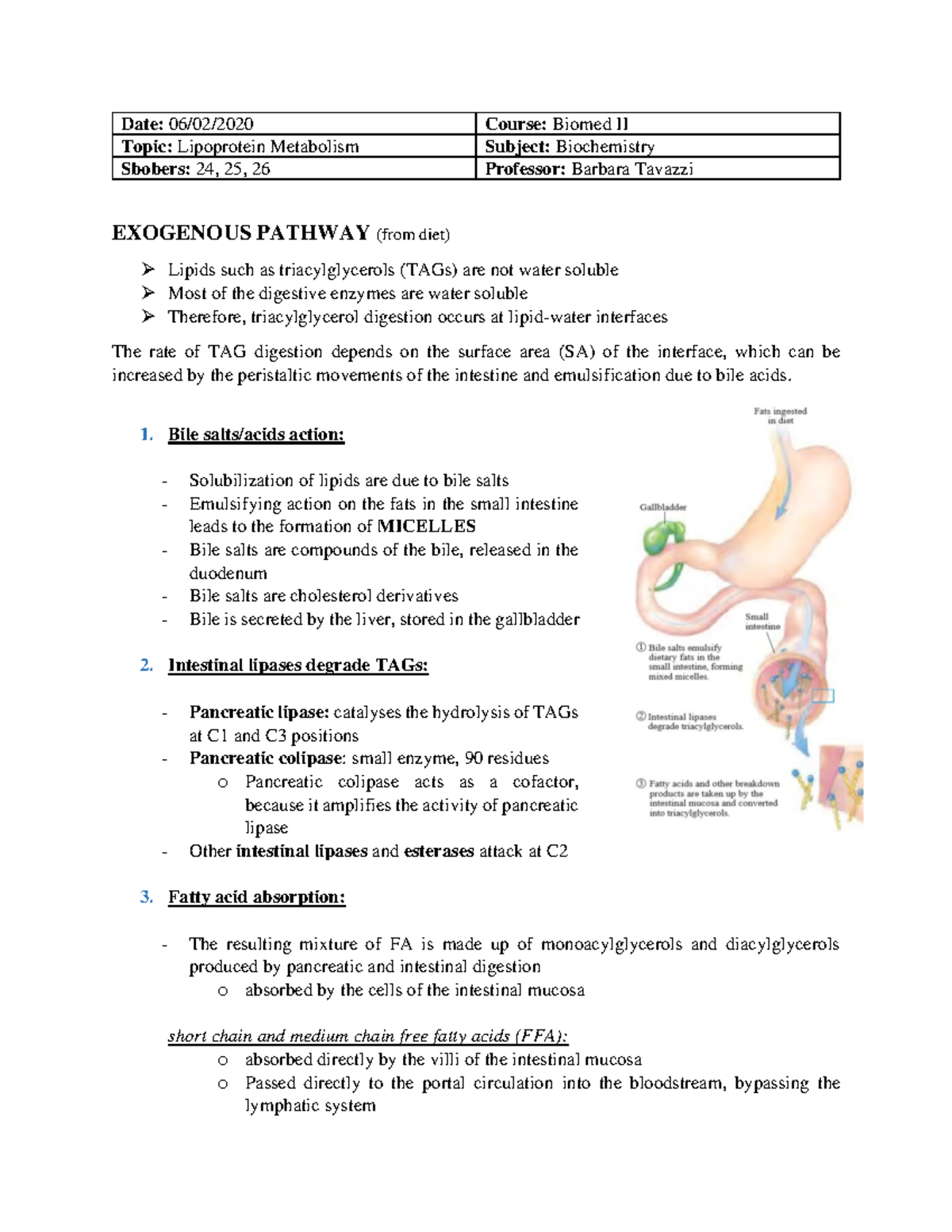 9. Bio Chemistry 6 - Lecture notes 9 - Date: 06/02/2020 Course: Biomed ...