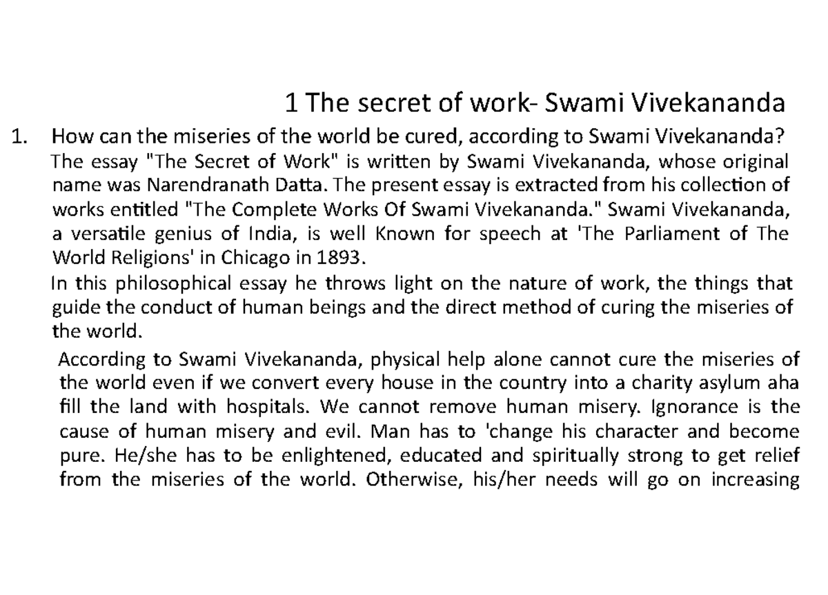 The secret of work - This english class notes is best for preparing ...