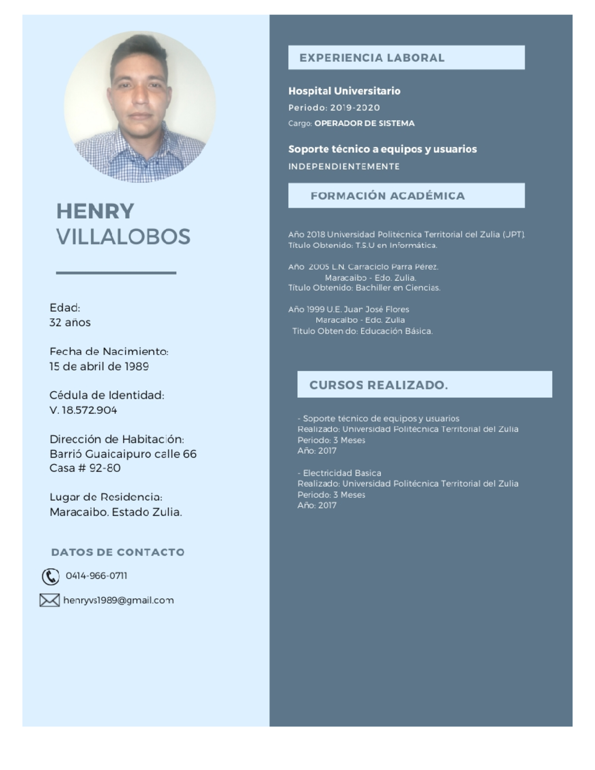 CV henry villalobos - jgjgjfgjgfjgfjfgj - Applied Math - Studocu