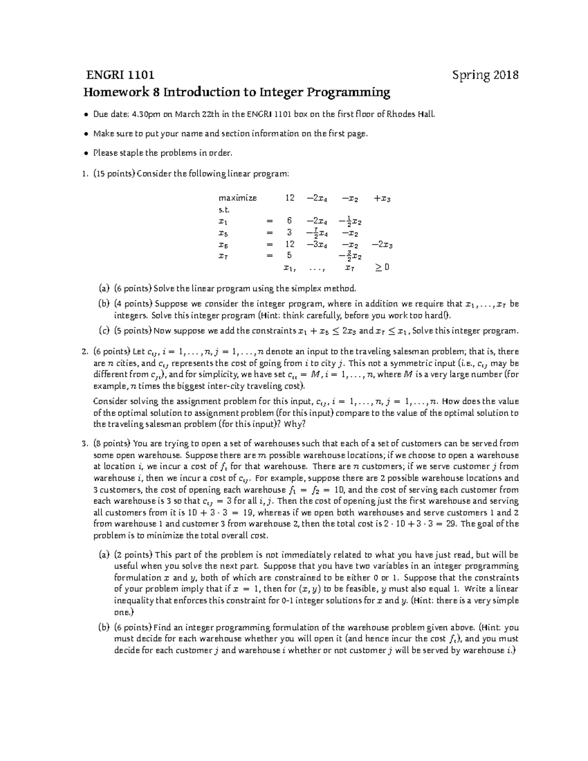 Homework 8 - HW8 - ENGRI 1101 Spring 2018 Homework 8 Introduction to ...