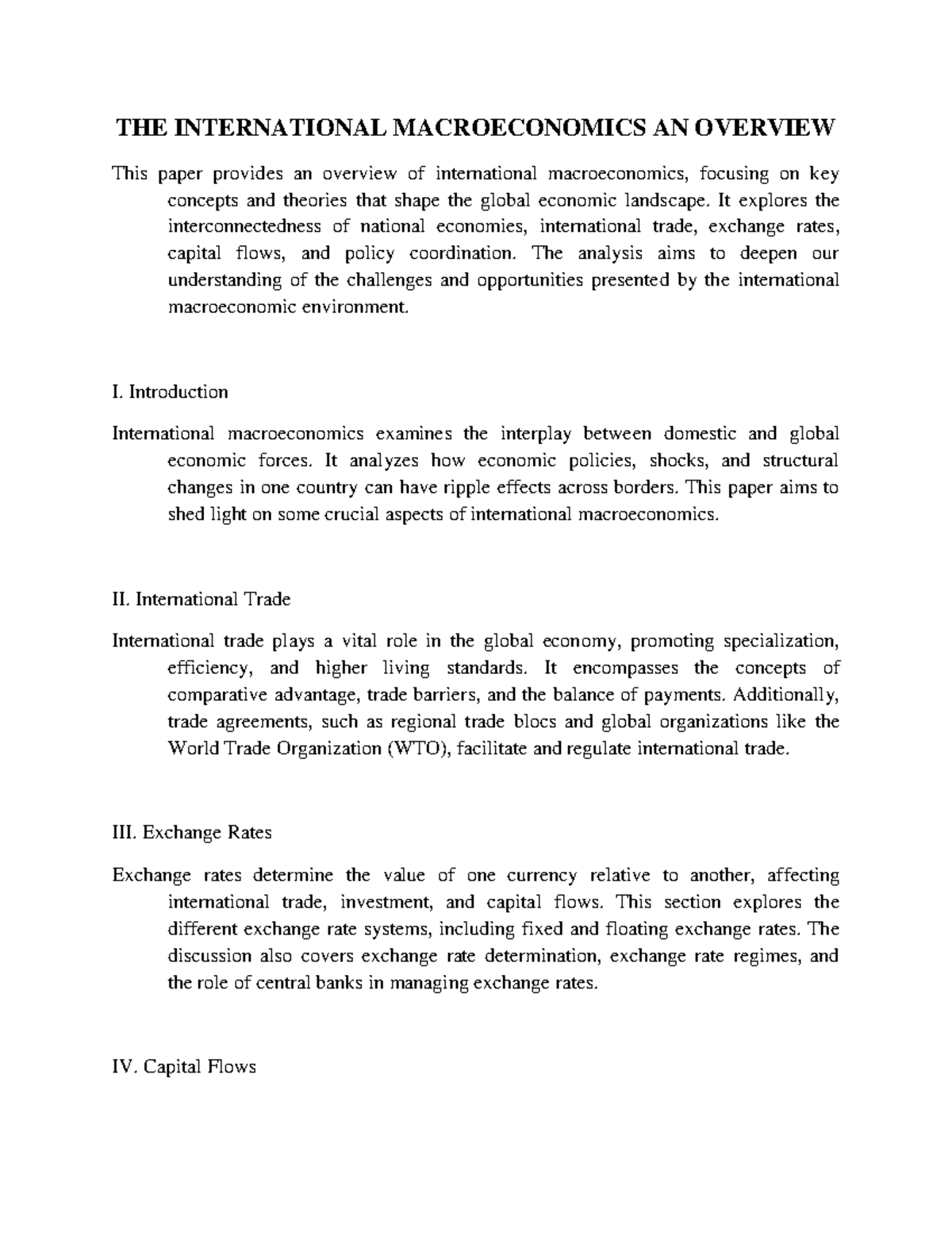 THE International Macroeconomics AN Overview - THE INTERNATIONAL ...