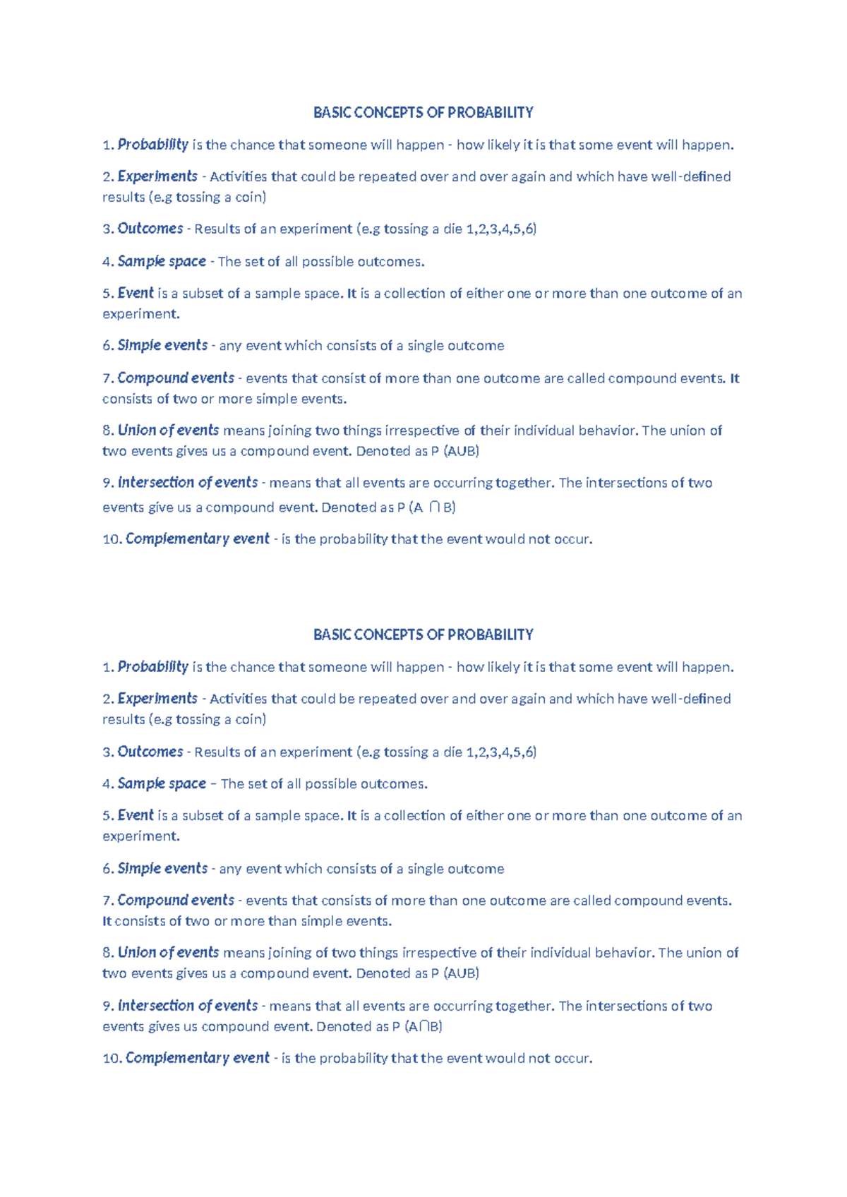Basic Concepts OF Probability - BASIC CONCEPTS OF PROBABILITY ...