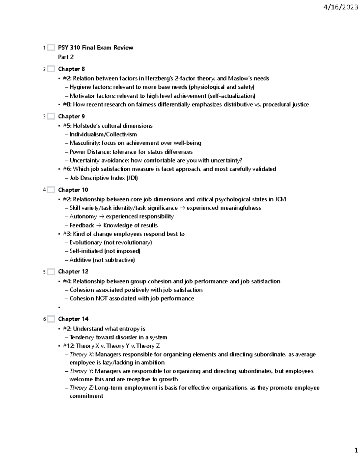 310 final review 2 - 4/16/ 1 PSY 310 Final Exam Review Part 2 Chapter 8 • #2: Relation between ...