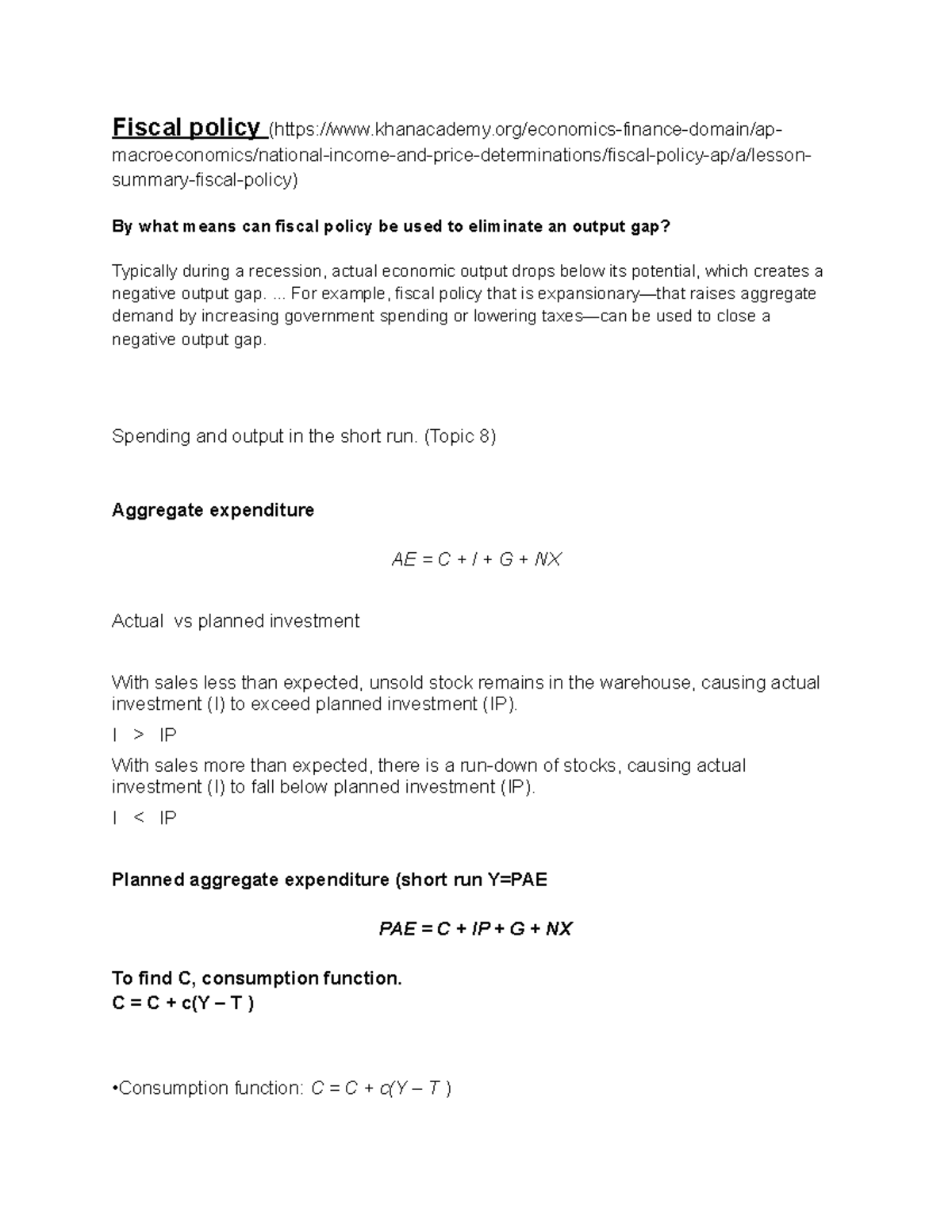 Fiscial - Lecture notes from ANU on fisicial policy in mircoeconomics ...