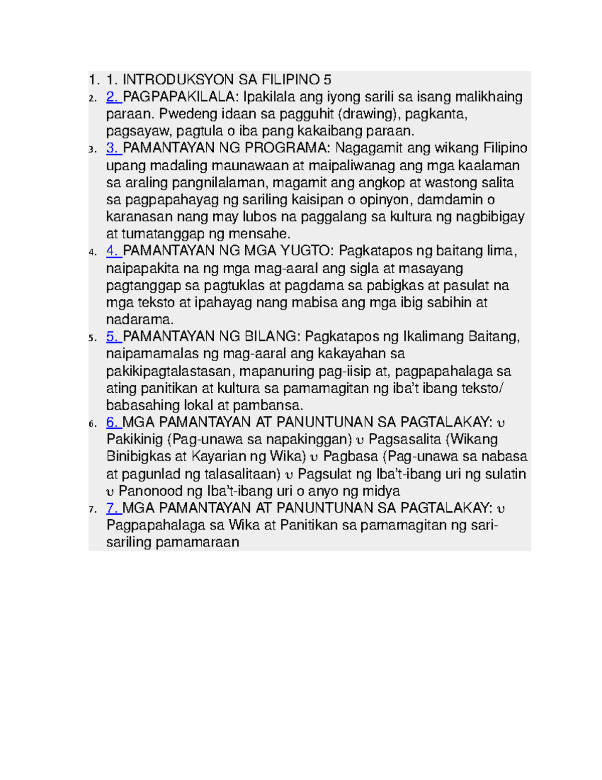 Introduksyon - Lecture notes 10 - 1. 1. INTRODUKSYON SA FILIPINO 5 ...