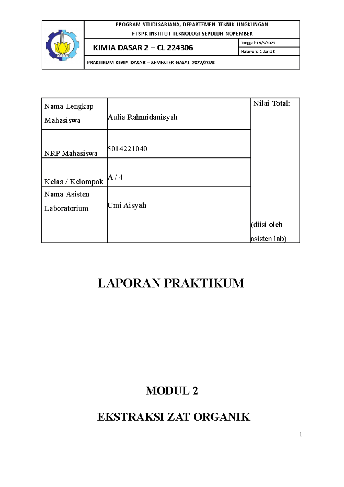Modul 2 Lapsemkimia dasar 2 lapsem - FT-SPK INSTITUT TEKNOLOGI SEPULUH ...