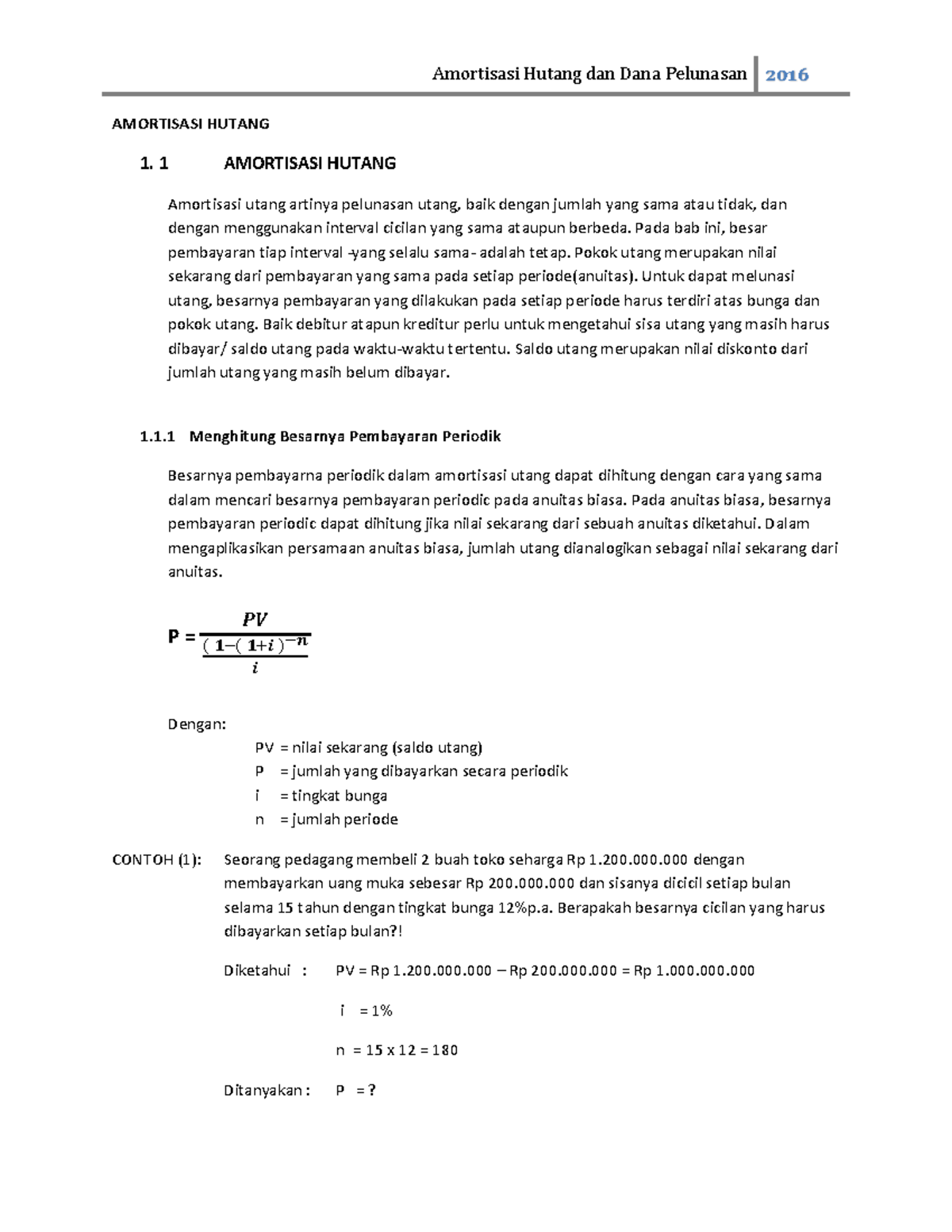 8 Materi Terbuka Amortisasi Hutang Dana Pelunasan - AMORTISASI HUTANG 1 ...