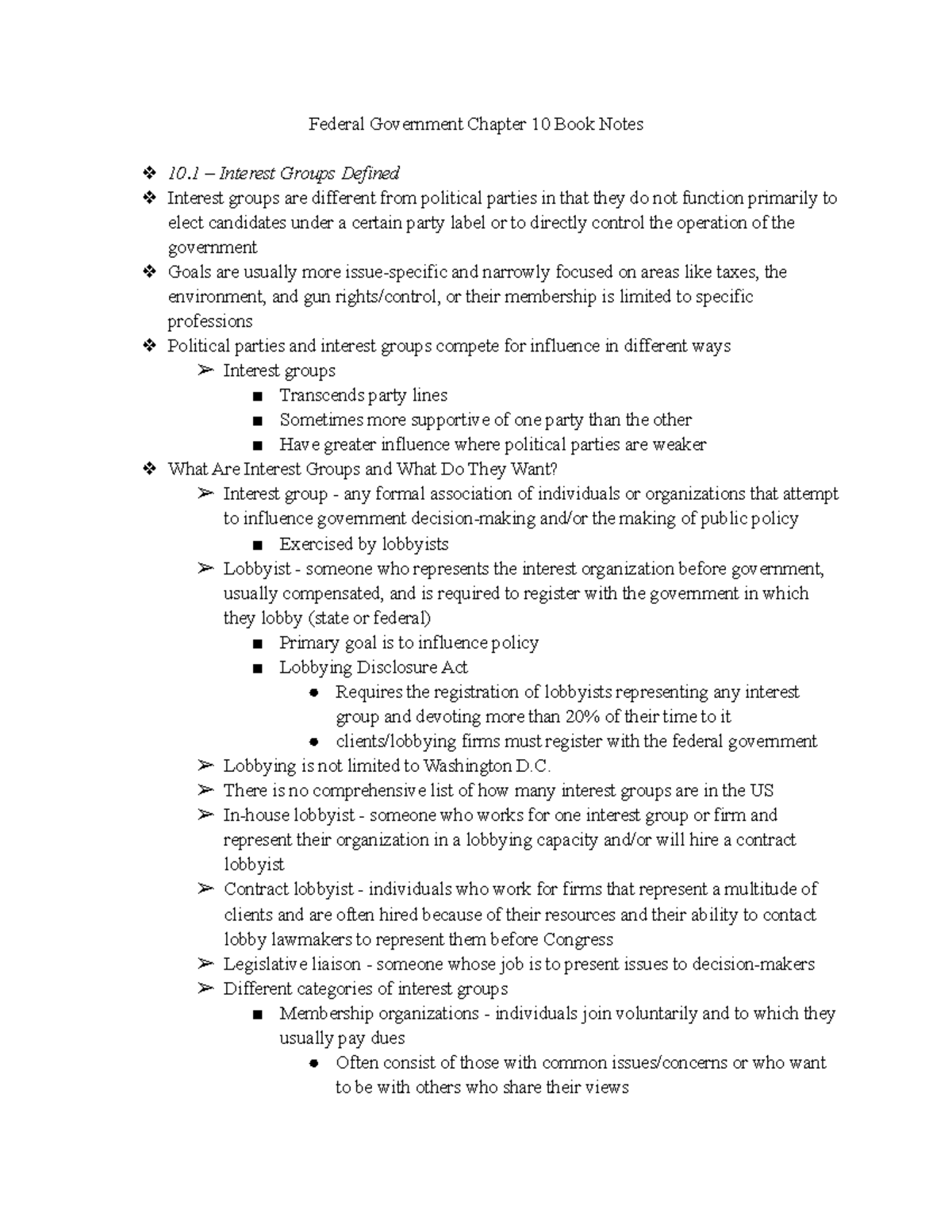 Federal Government Chapter 10 Book Notes - There is no comprehensive ...