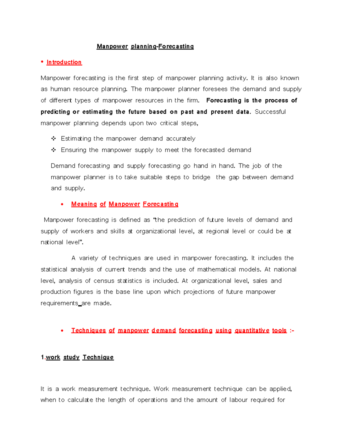 Manpower planning- forecasting - Manpower planning-Forecasting ...