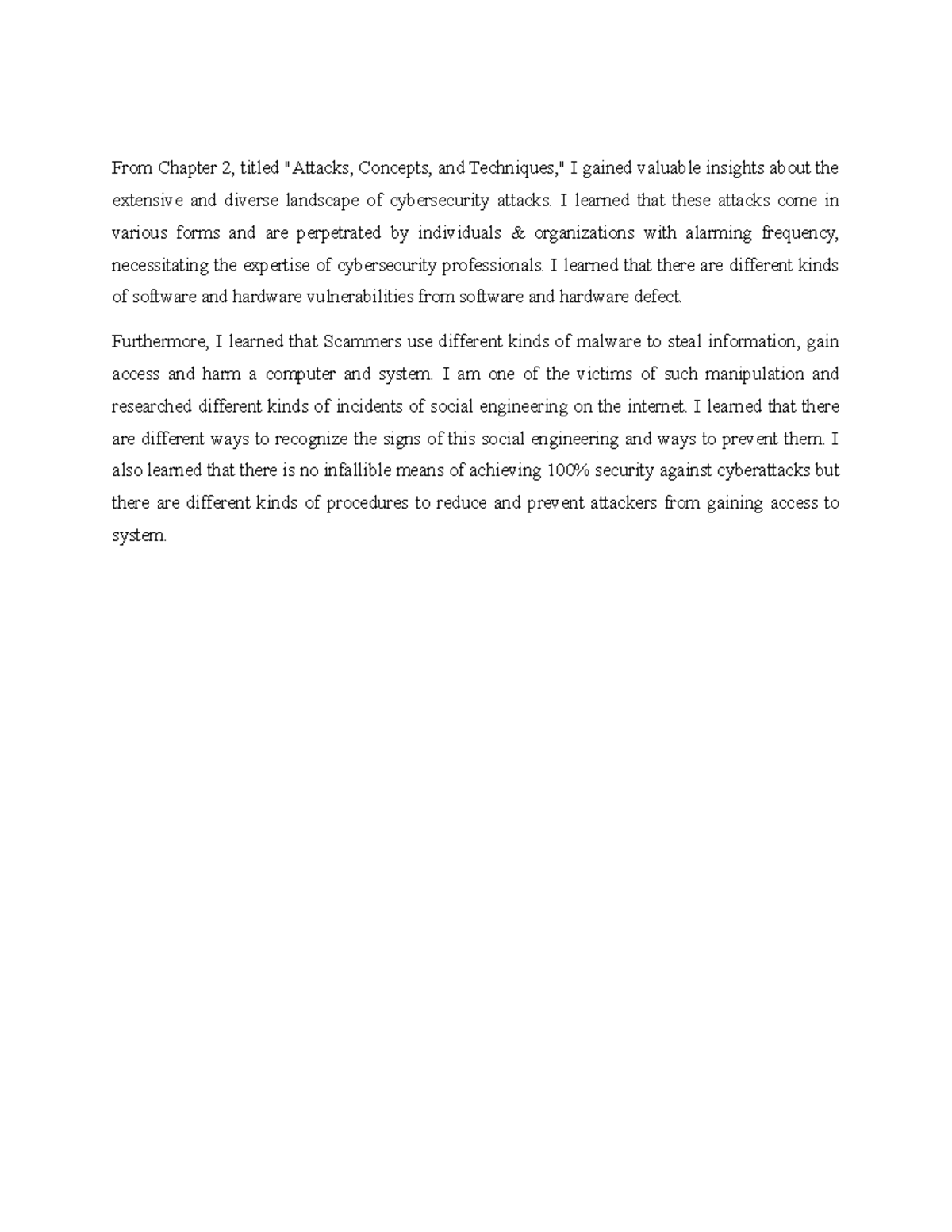 Discussion Chapter 2 - From Chapter 2, titled "Attacks, Concepts, and Techniques," I - Studocu