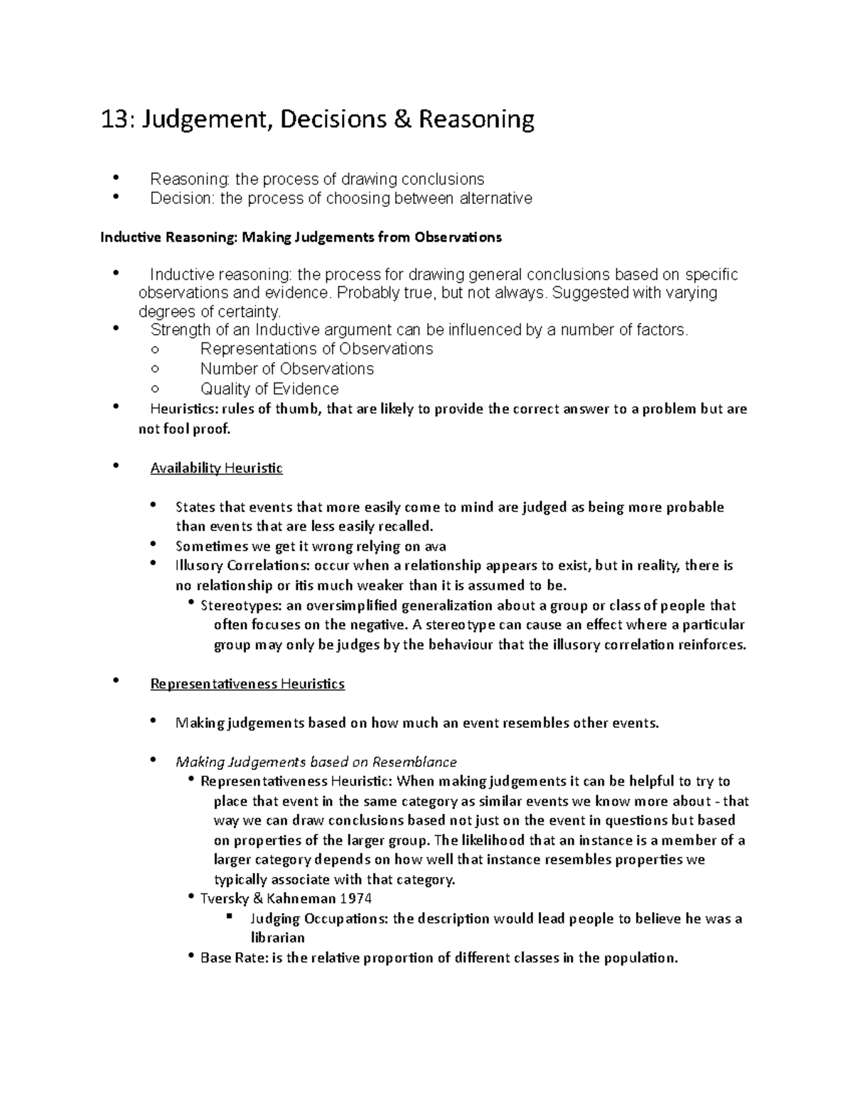 CH13 -Judgement, Decisions & Reasoning - Book and Module Notes ...