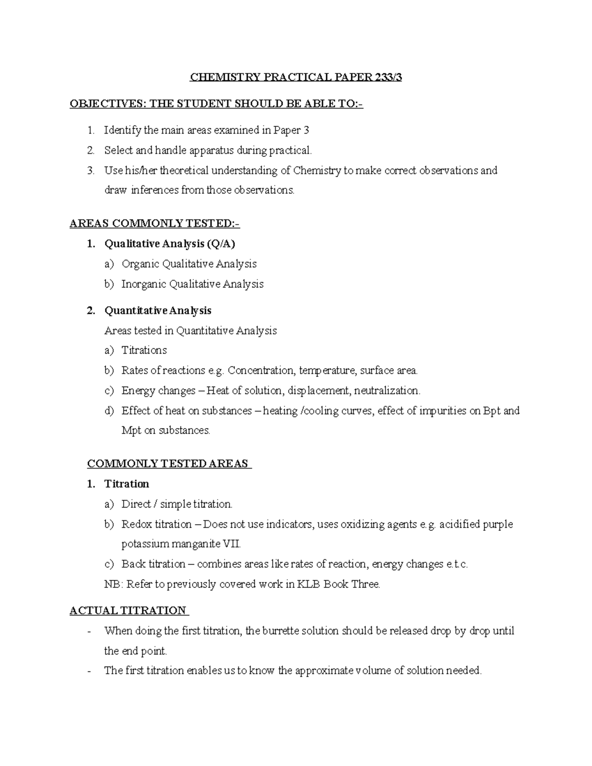 Chemistry Practical Paper 233 - CHEMISTRY PRACTICAL PAPER 233 ...