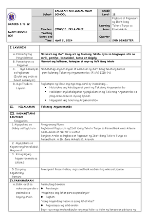 4th qrt dept test - epublic of the Philippines Department of Education ...