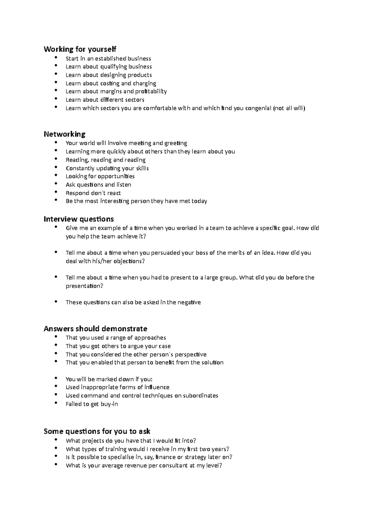 Different notes on CV and having ones own company management ...