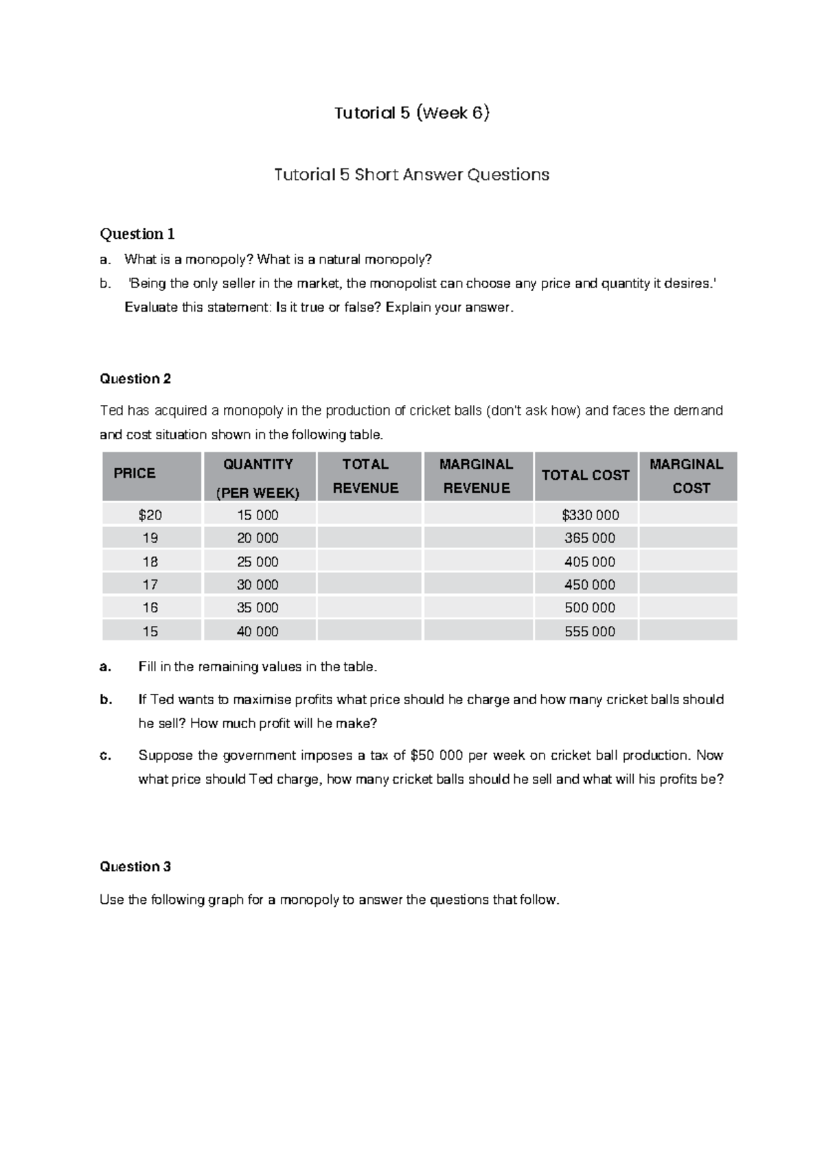 Tutorial 5 week6 - acconts - Tutorial 5 (Week 6 ) Tutorial 5 Short ...