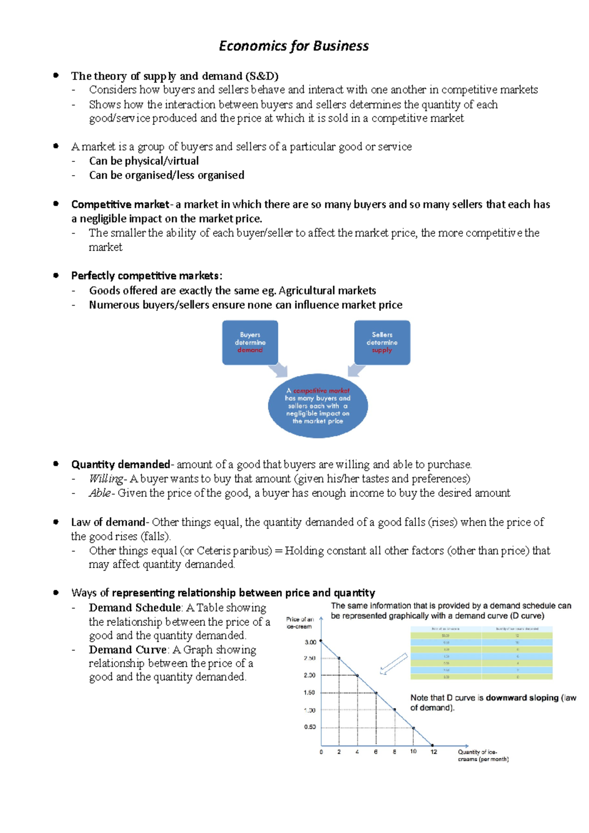 Economics for Business notes - Economics for Business The theory of ...
