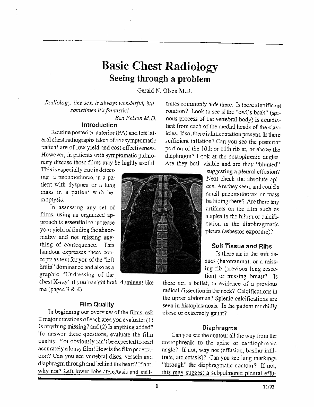 Basic Chest Radiology article - MEDSEM8R - UiO - StuDocu