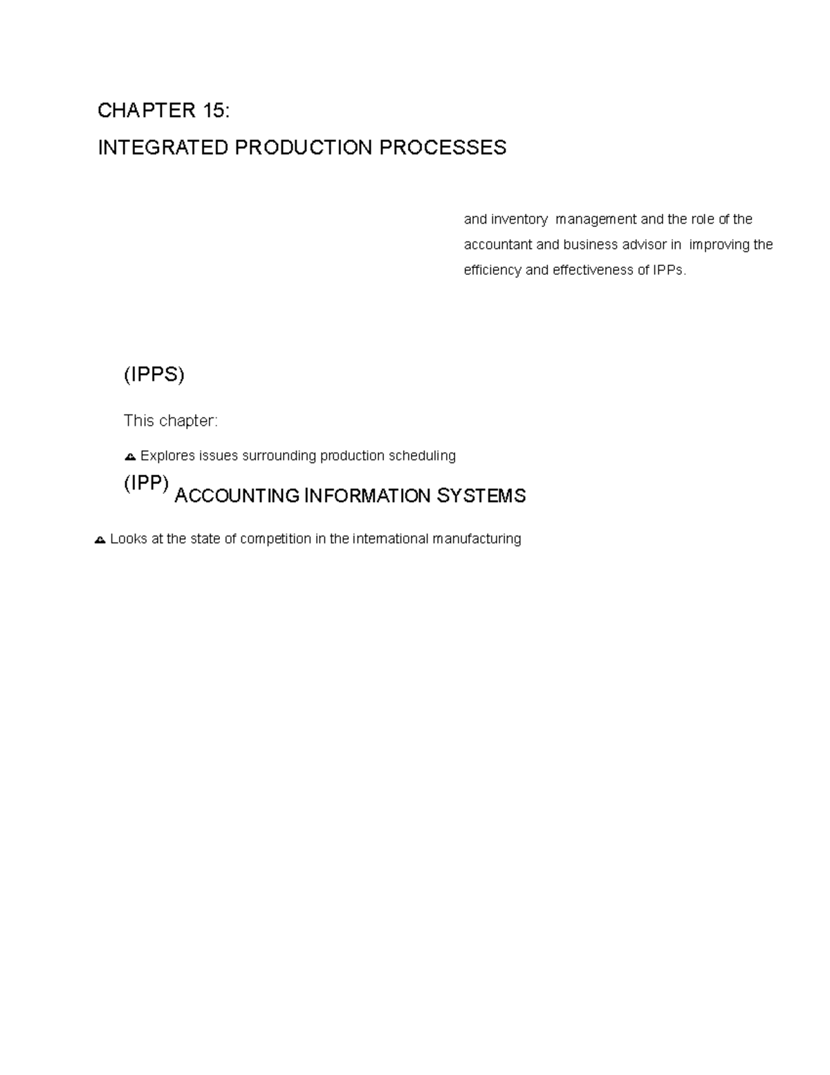 Chapter 15 acc - INTEGRATED PRODUCTION PROCESSES - CHAPTER 15 ...