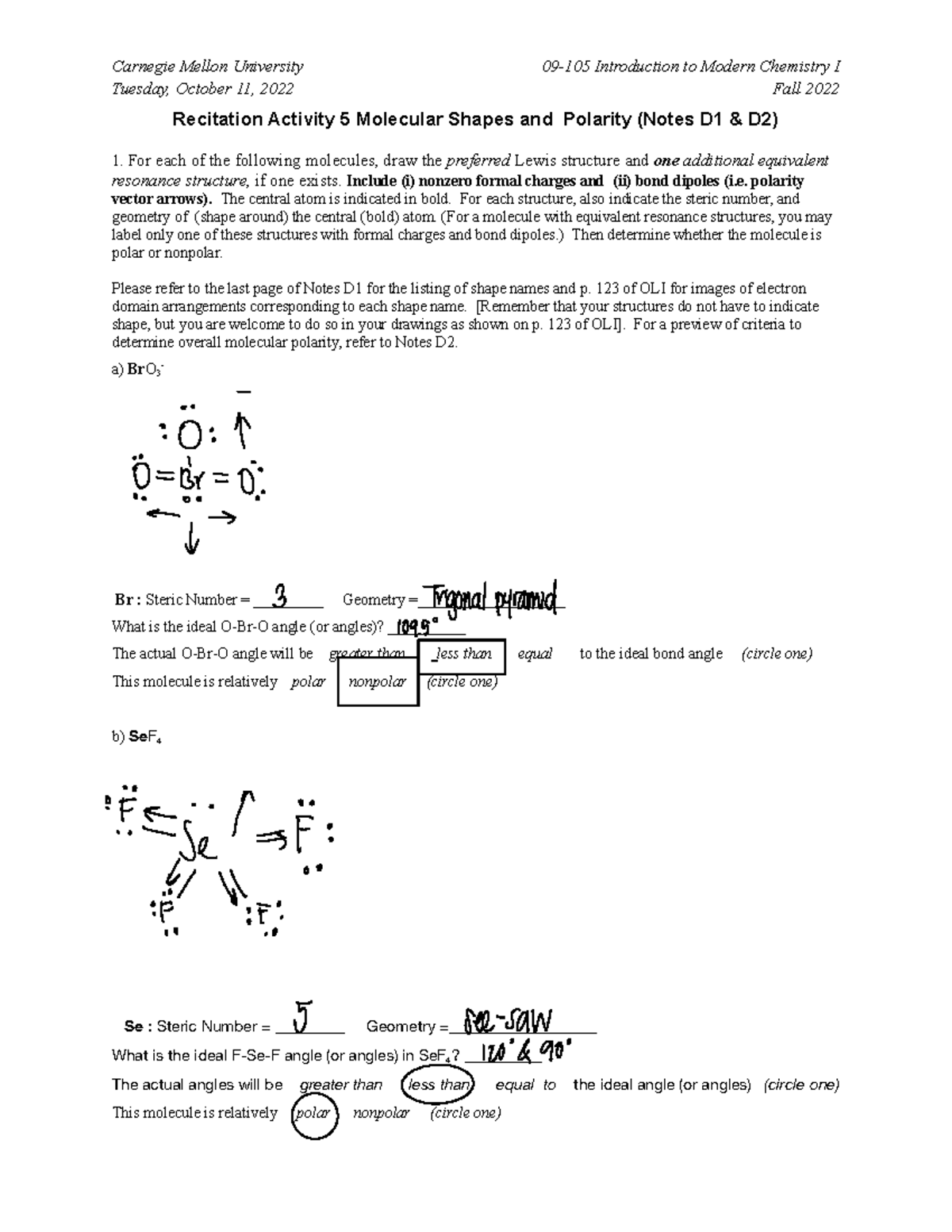 Molecular Shapes and Polarity in Modern Chemistry - Studocu