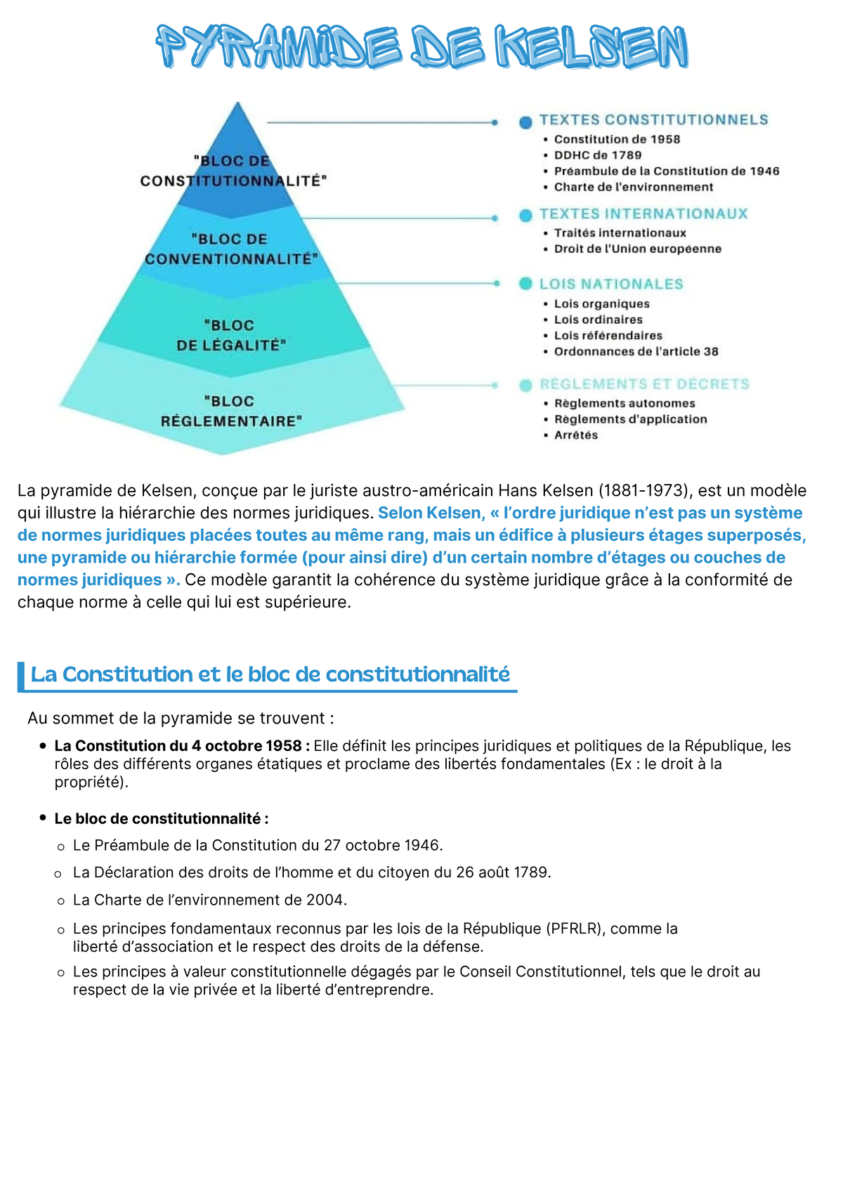 Pyramide de Kelsen - Selon Kelsen, « l’ordre juridique n’est pas un ...