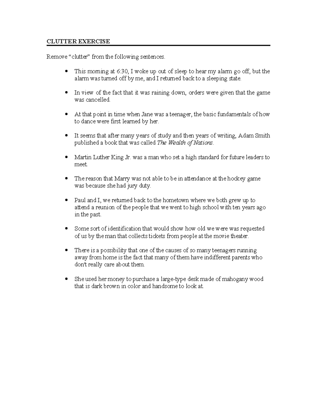 Tutorial 2 Clutter[ 3372] - CLUTTER EXERCISE Remove “clutter” from the ...