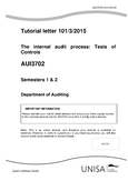 AUI3702 - Unisa - Internal Auditing - Test of Controls - Studocu