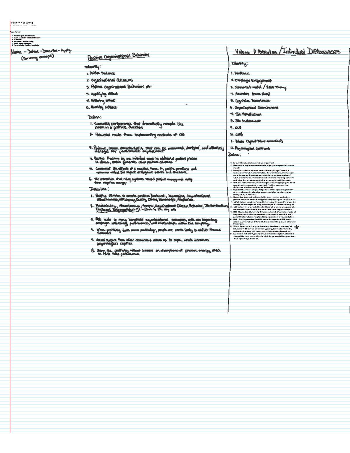 Midterm 1 Study Notes - Topics Covered: Positive Organizational ...
