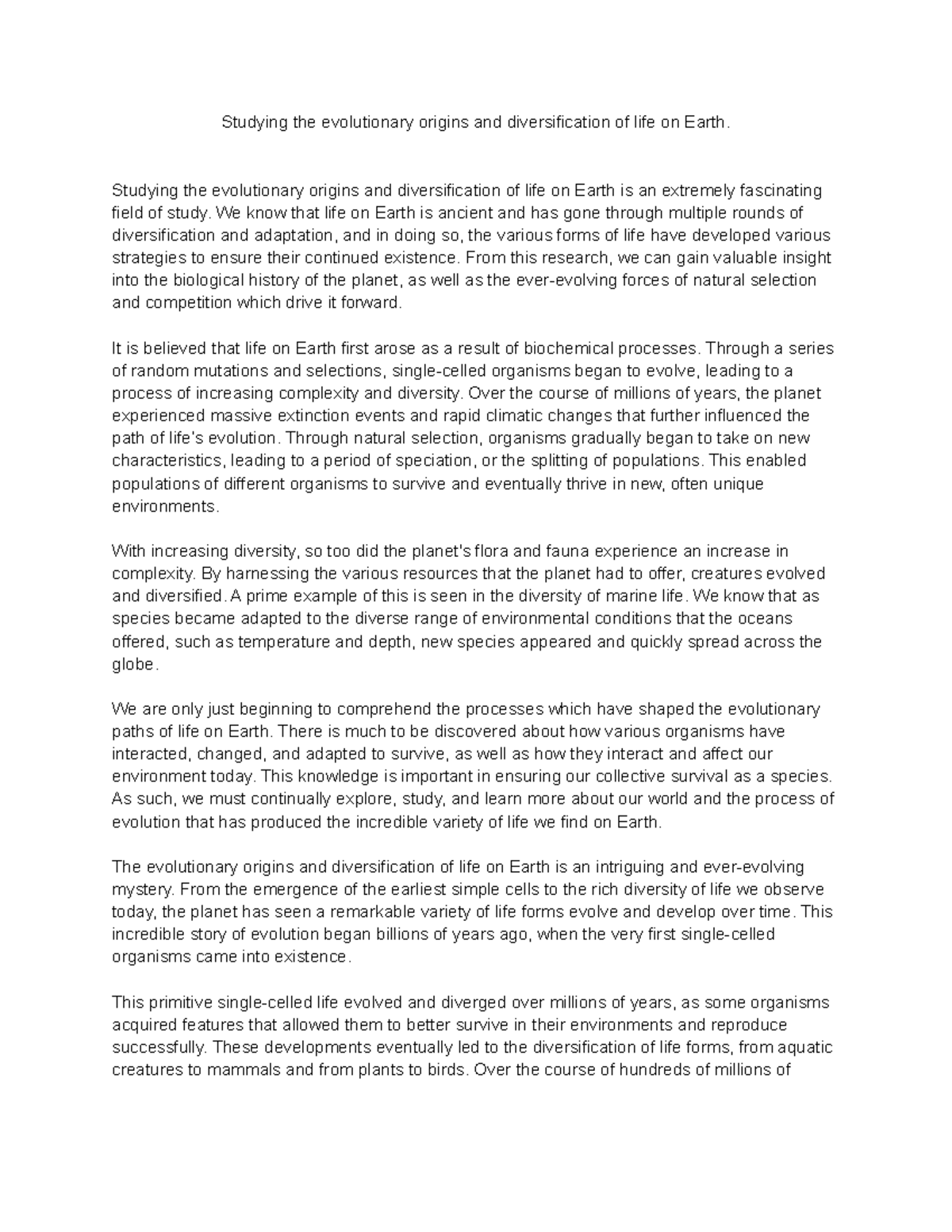 The evolutionary origins and diversification of life - Studying the ...