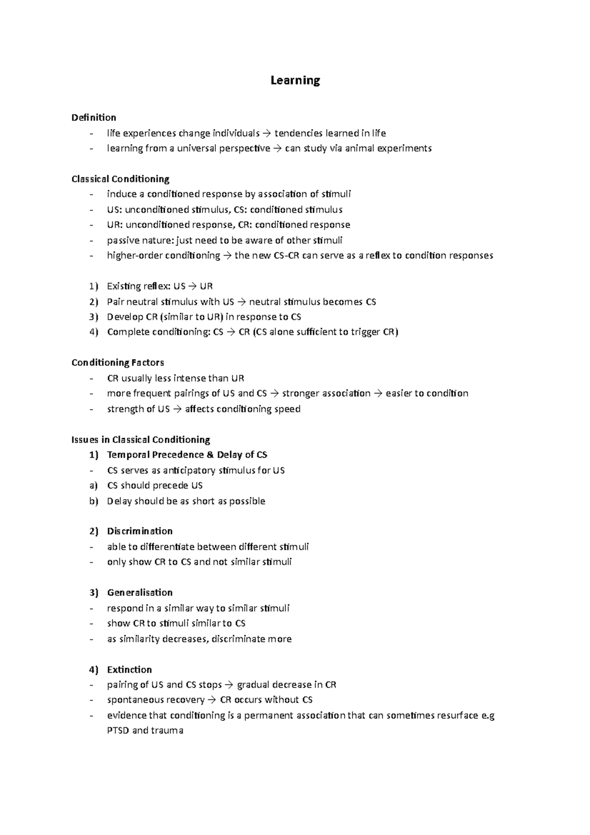 HP2500 Lect 7 Learning - Lecture notes 7 - Learning Definition - life ...