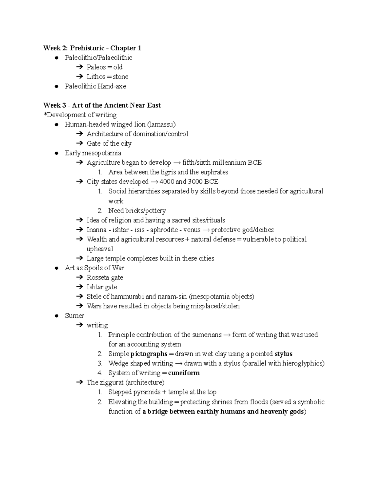 ARTH 1510 - notes - Week 2: Prehistoric - Chapter 1 Paleolithic ...