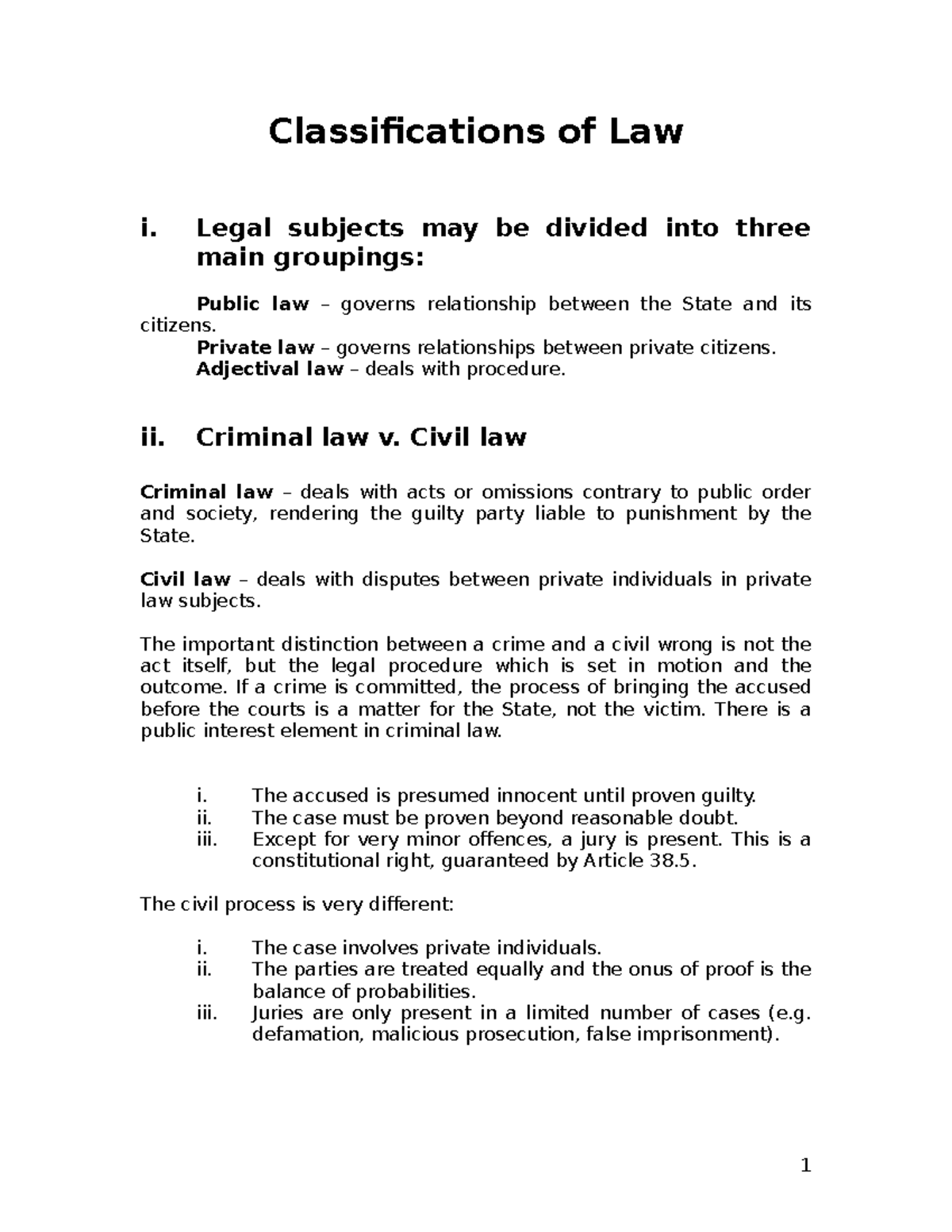 ILS Classifications ho 16 - Classifications of Law i. Legal subjects ...