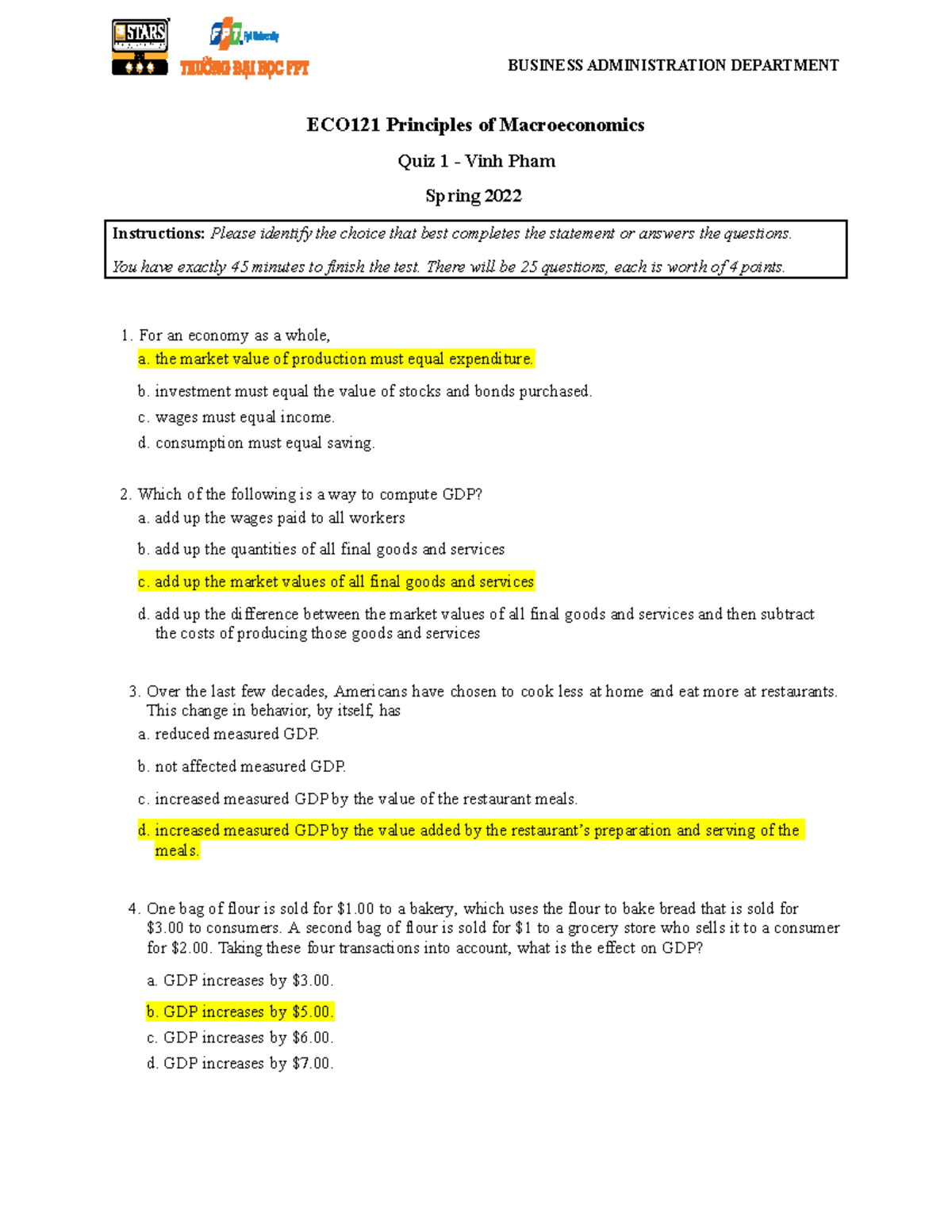 Macro Quiz 1 SU 2022 - - Studocu