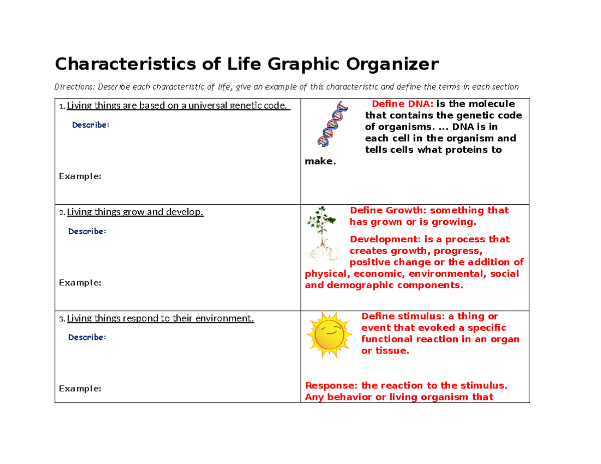 Characteristics+of+Life+Graphic+Organizer - Characteristics of Life ...