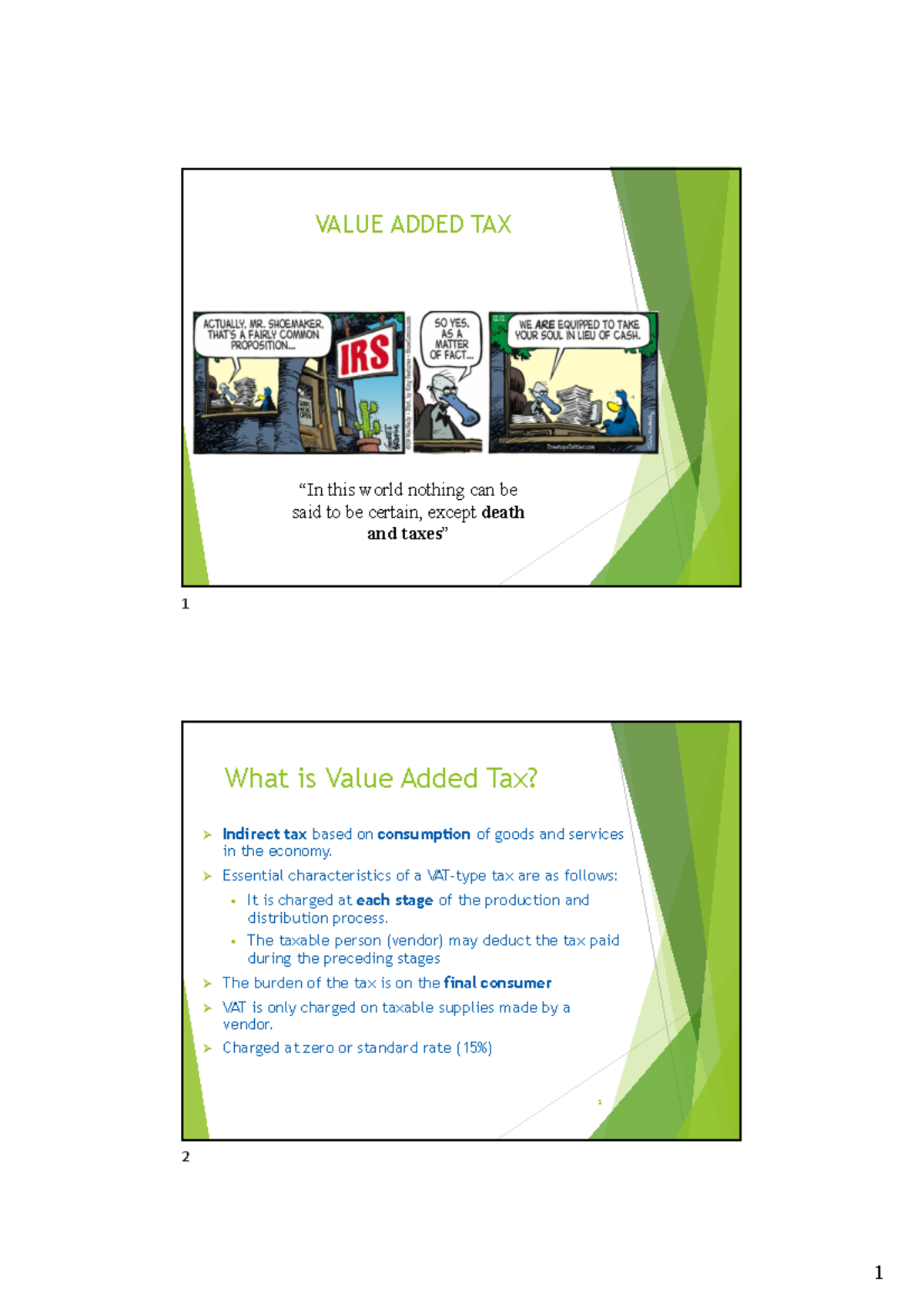 VAT - Notes student Value Added Tax - ACL 1241 - Univen - Studocu