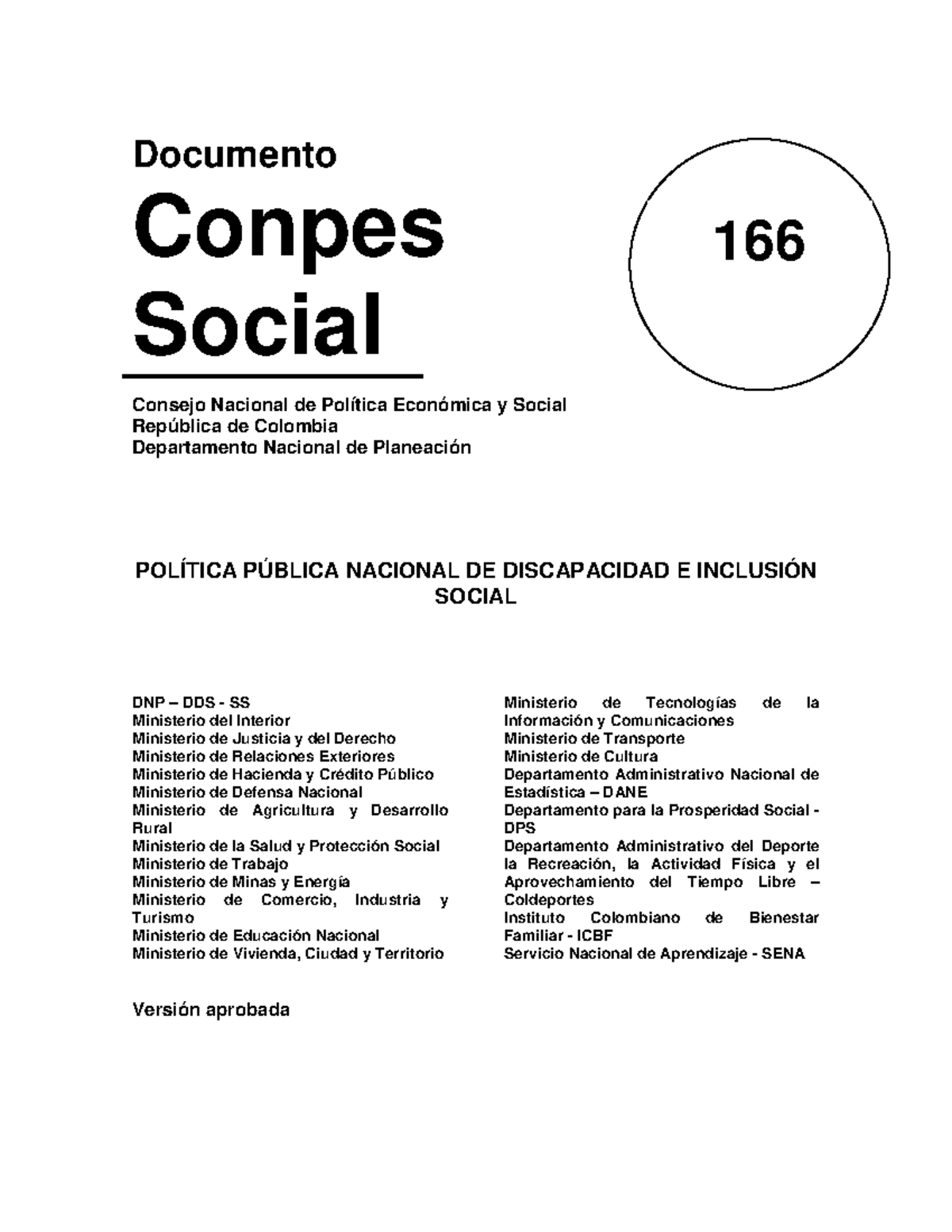 Documento Compes 166 - ESTA ES LA NORMATIVA Y CONCEPTOS QUE SE DEBEN ...